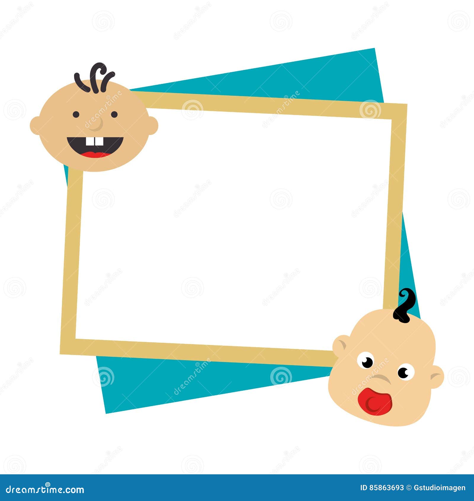 Color Frame with Border with Babys Faces Stock Vector - Illustration of ...