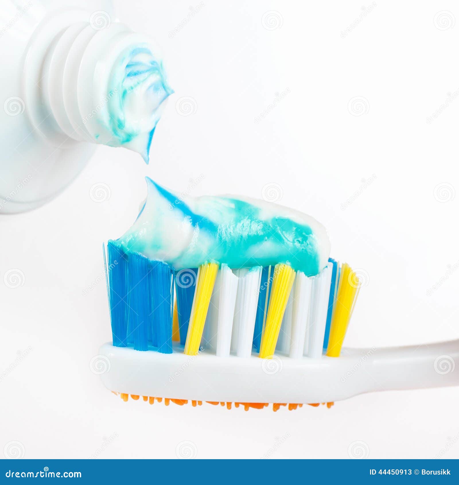 Color Fresh Toothpaste on a Toothbrush Closeup Stock Image - Image of ...