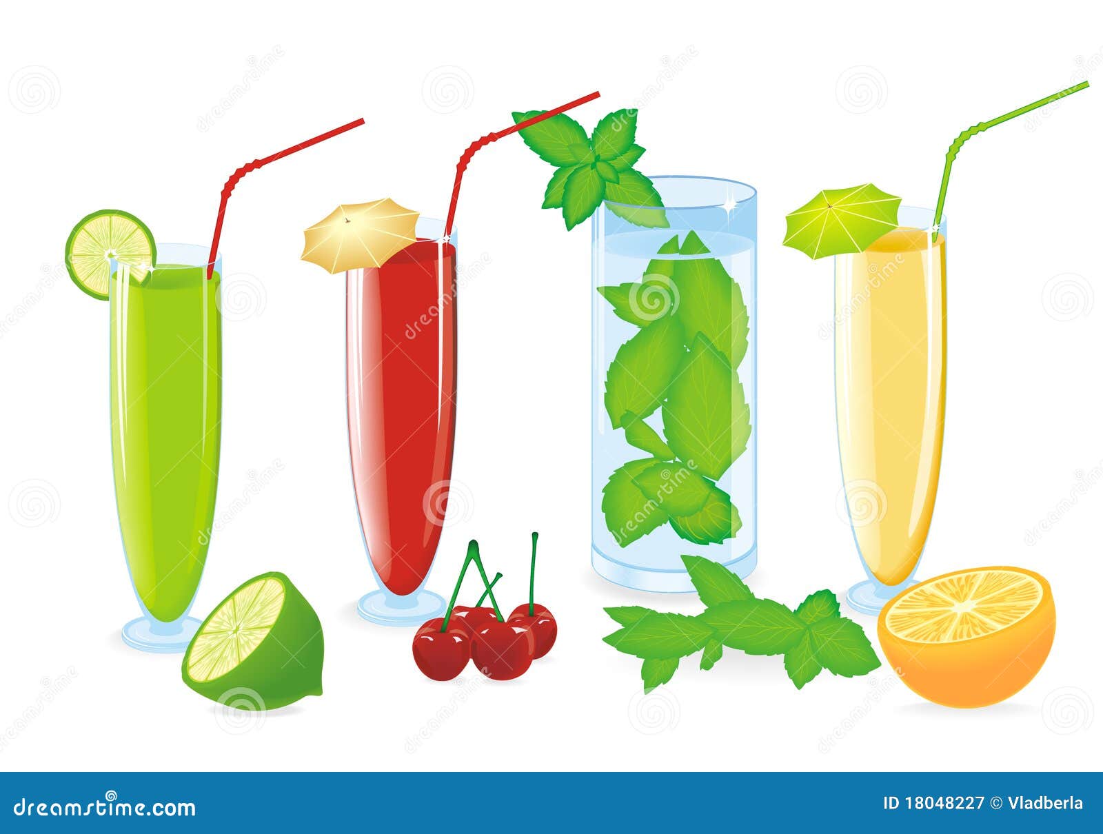 Color fruit cocktail stock vector. Illustration of drink - 18048227