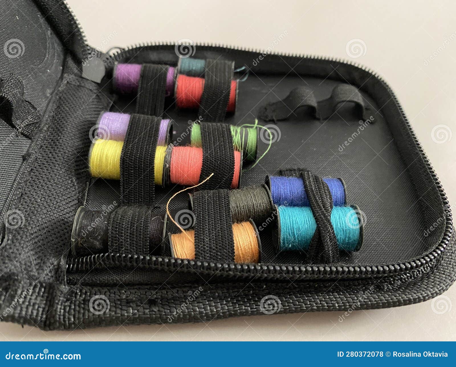 Color Full Small Spools of Thread on the Table Stock Photo - Image of ...