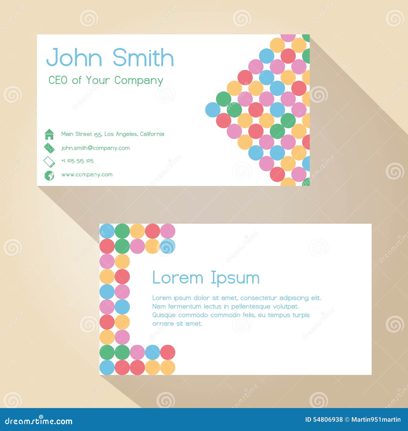 Color Funky Dotted White Simple Business Card Design Eps10 Stock Vector ...