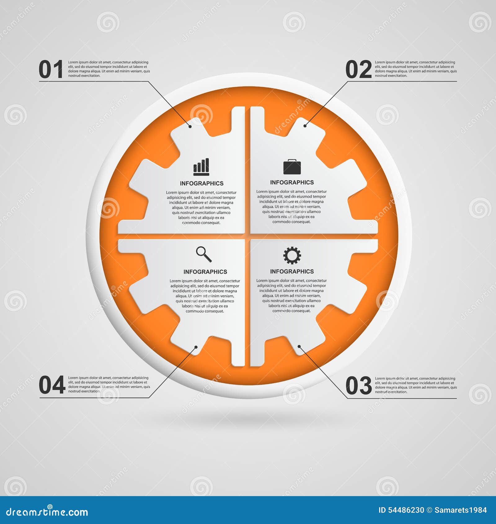 Color Gear Infographics Options Banner. Stock Vector - Illustration of ...