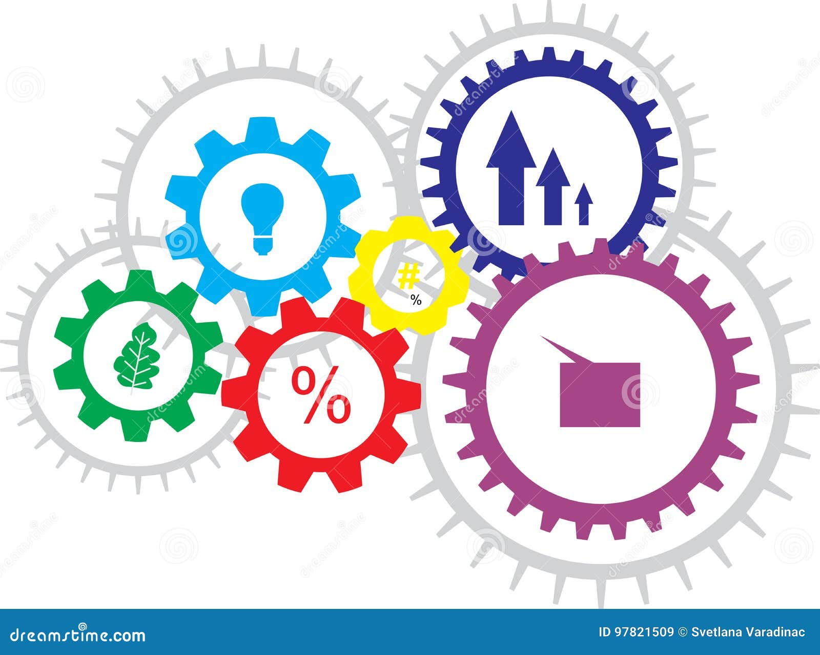 Color Gear Wheel Vector Collection. Stock Vector - Illustration of ...