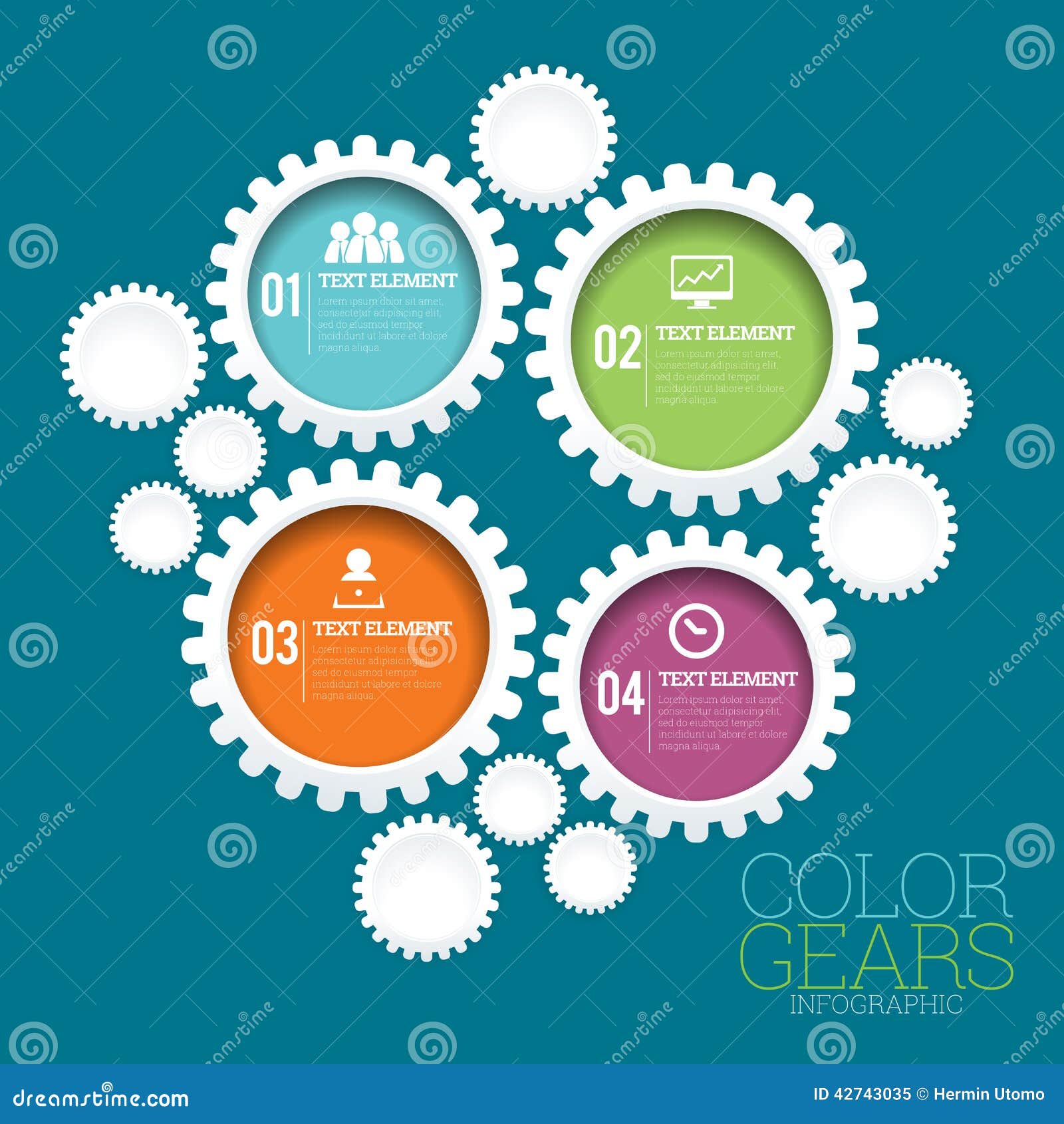 Color Gears Infographic stock vector. Illustration of template - 42743035