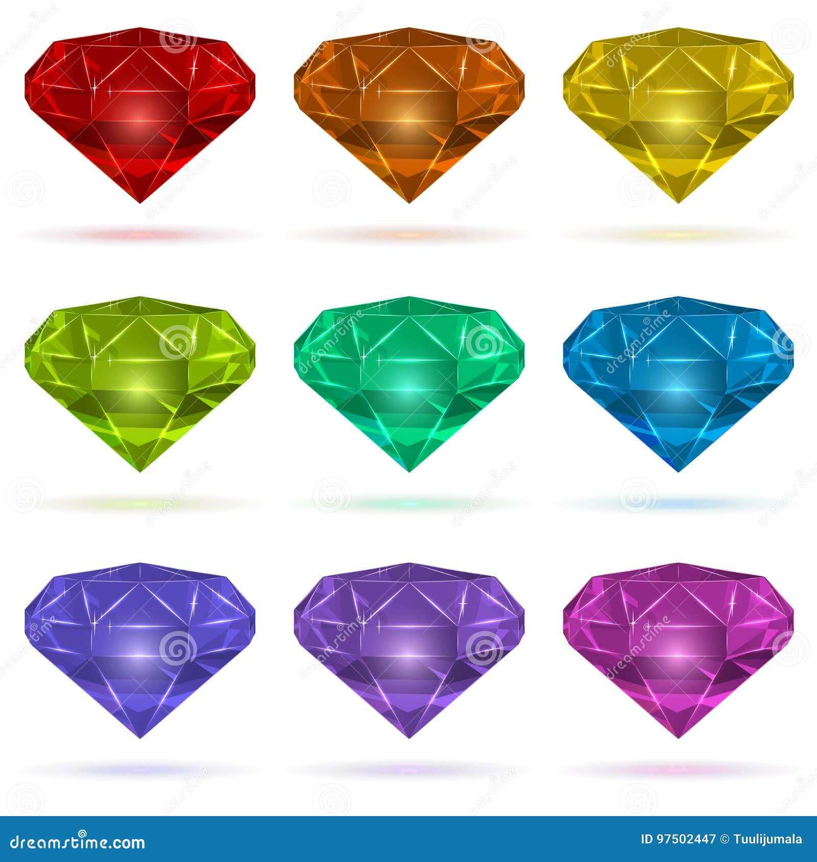 Color gems set stock vector. Illustration of facet, bright - 97502447