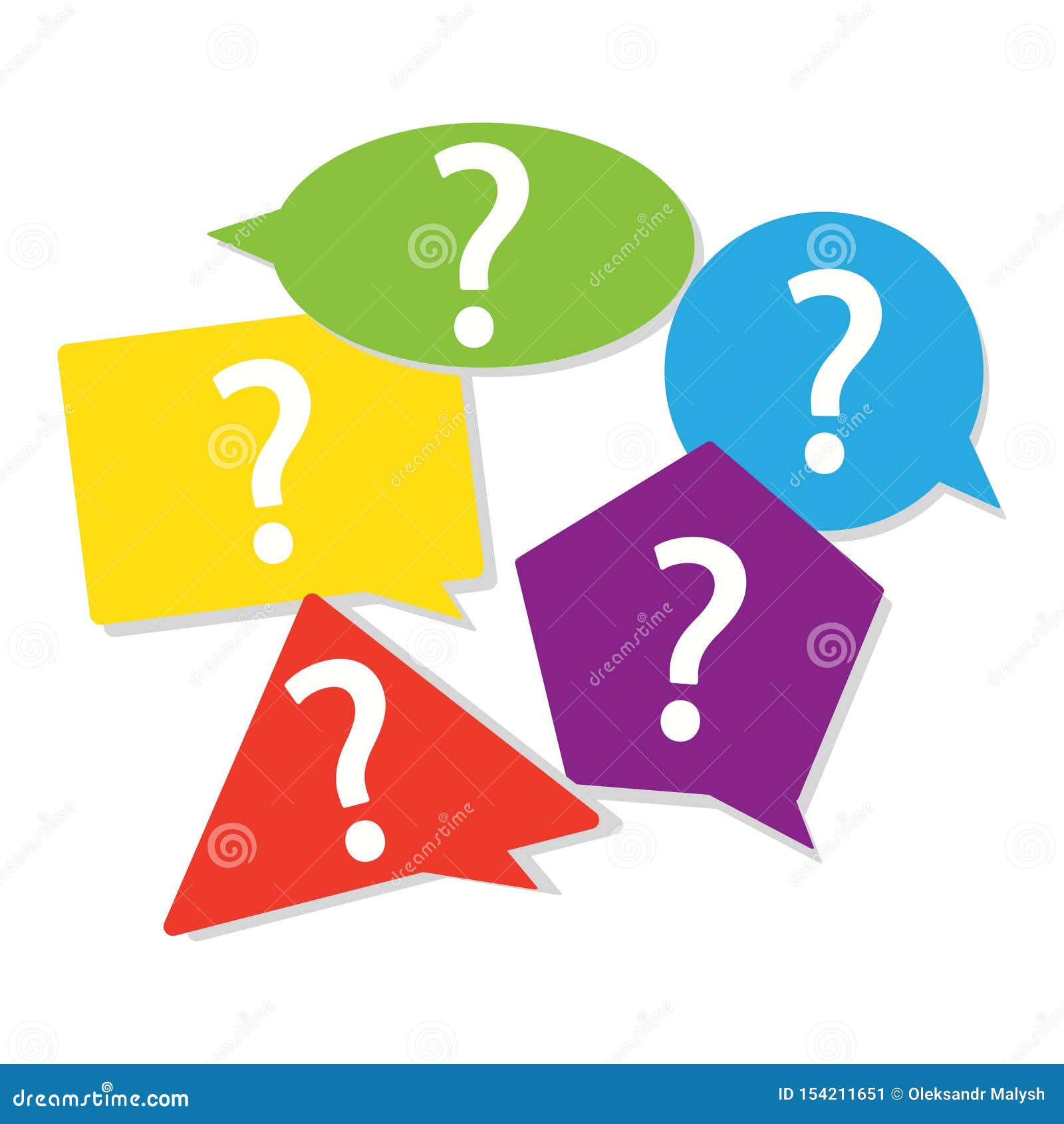 Color Geometric Question Mark Sign in Speech Bubble. Ask Button Set ...