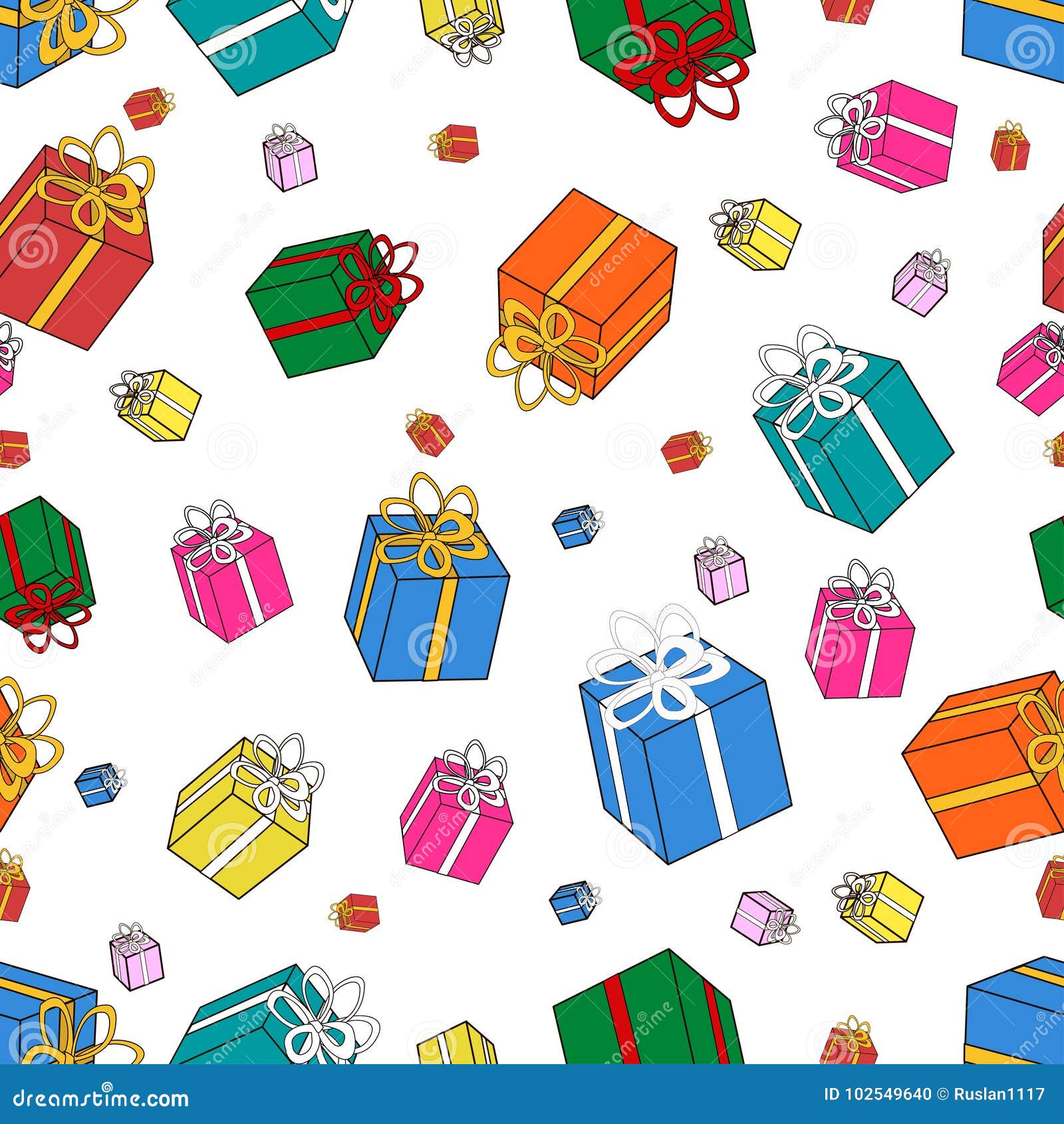 Color Gift Boxes Christmas Seamless Stock Vector - Illustration of ...