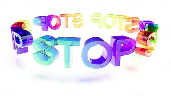 Color Glass Text STOP Sign 3d Stock Illustration - Illustration of ...
