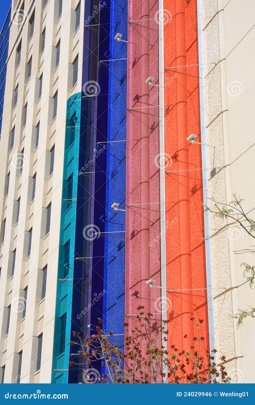 Color Glass on the Wall of Building Stock Photo - Image of structure ...