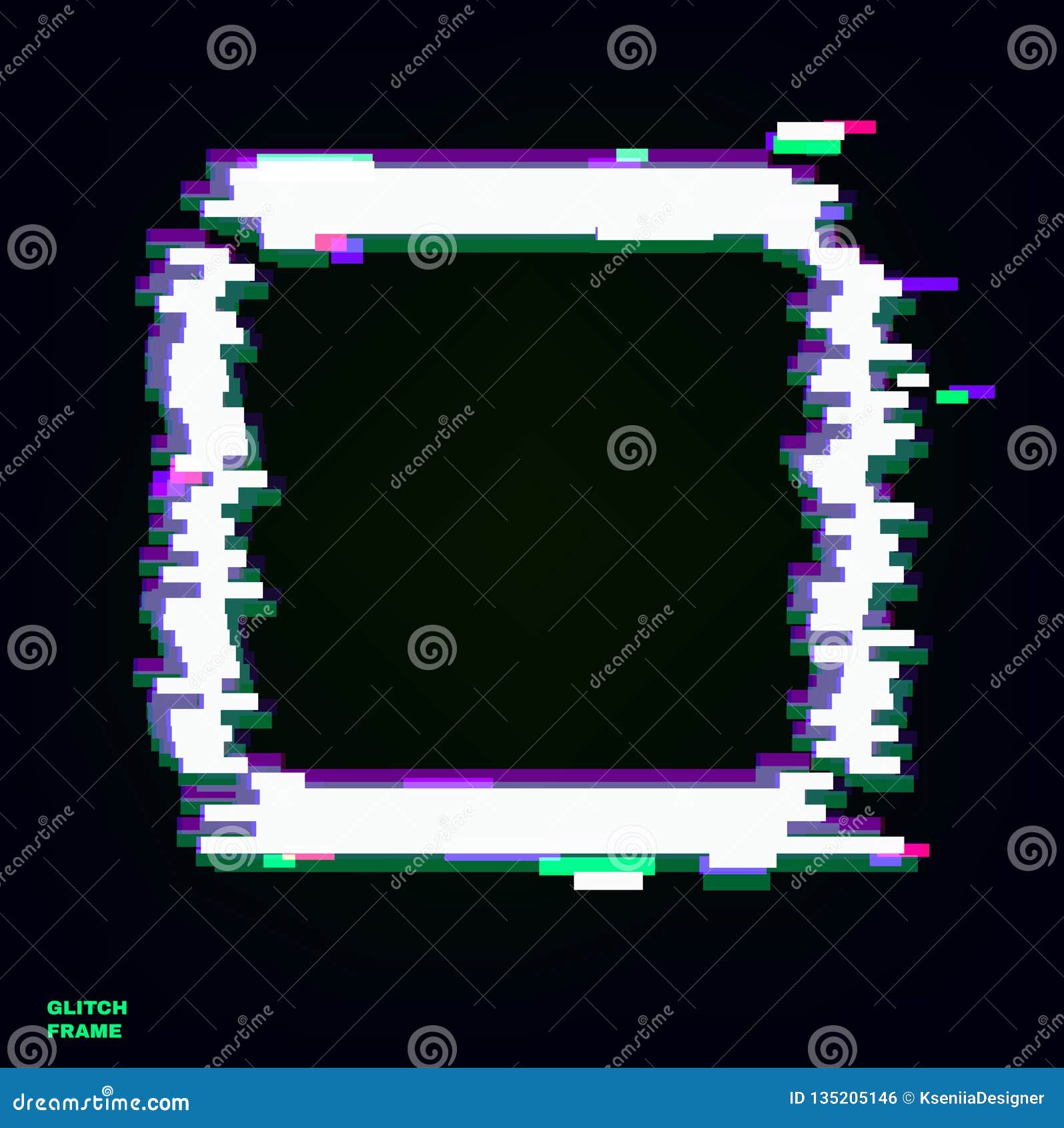 Color Glitch Frame. Distortion Effects for Advertising Stock Vector ...