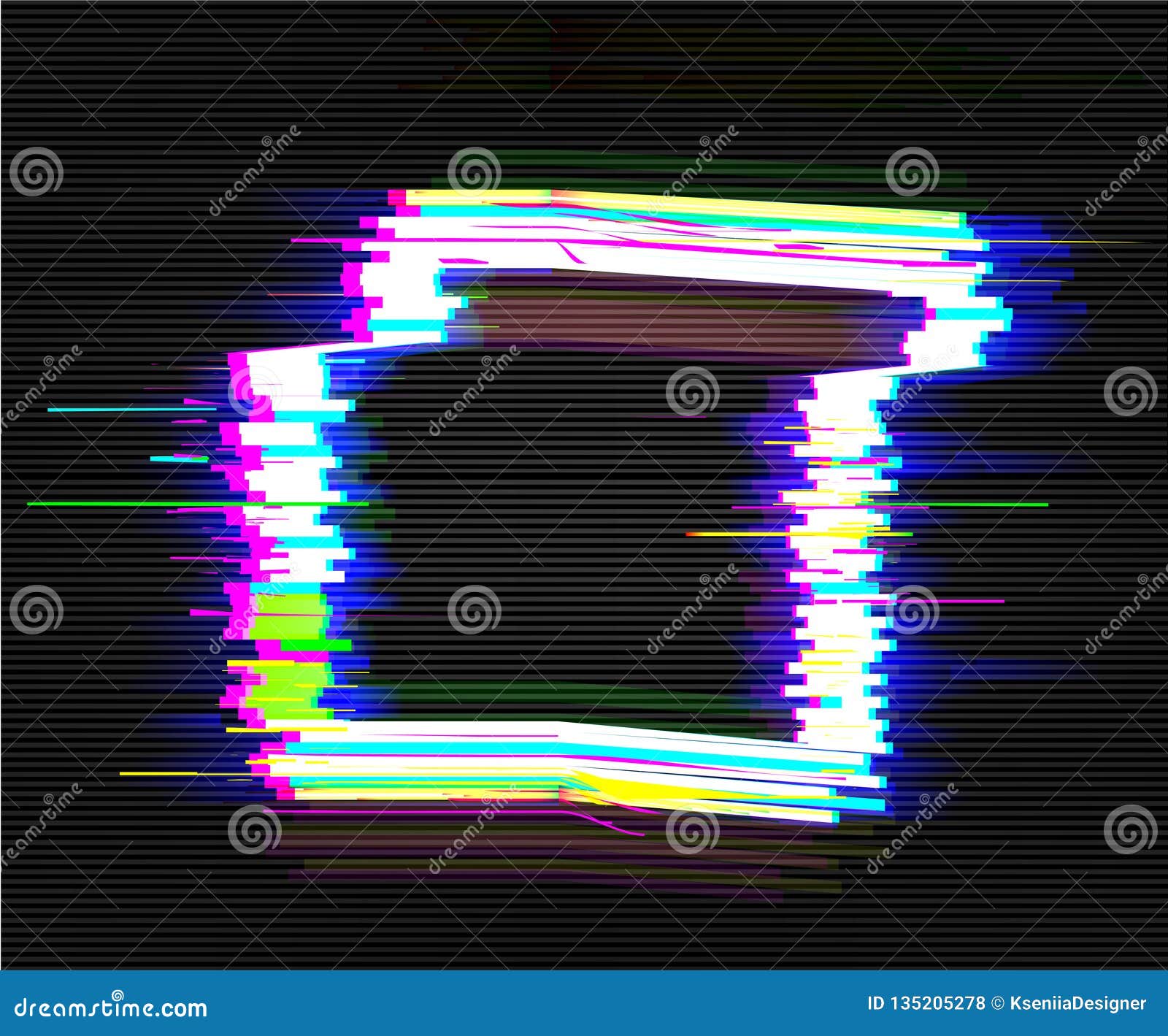 Color Glitch Frame. Distortion Effects for Advertising Stock Vector ...