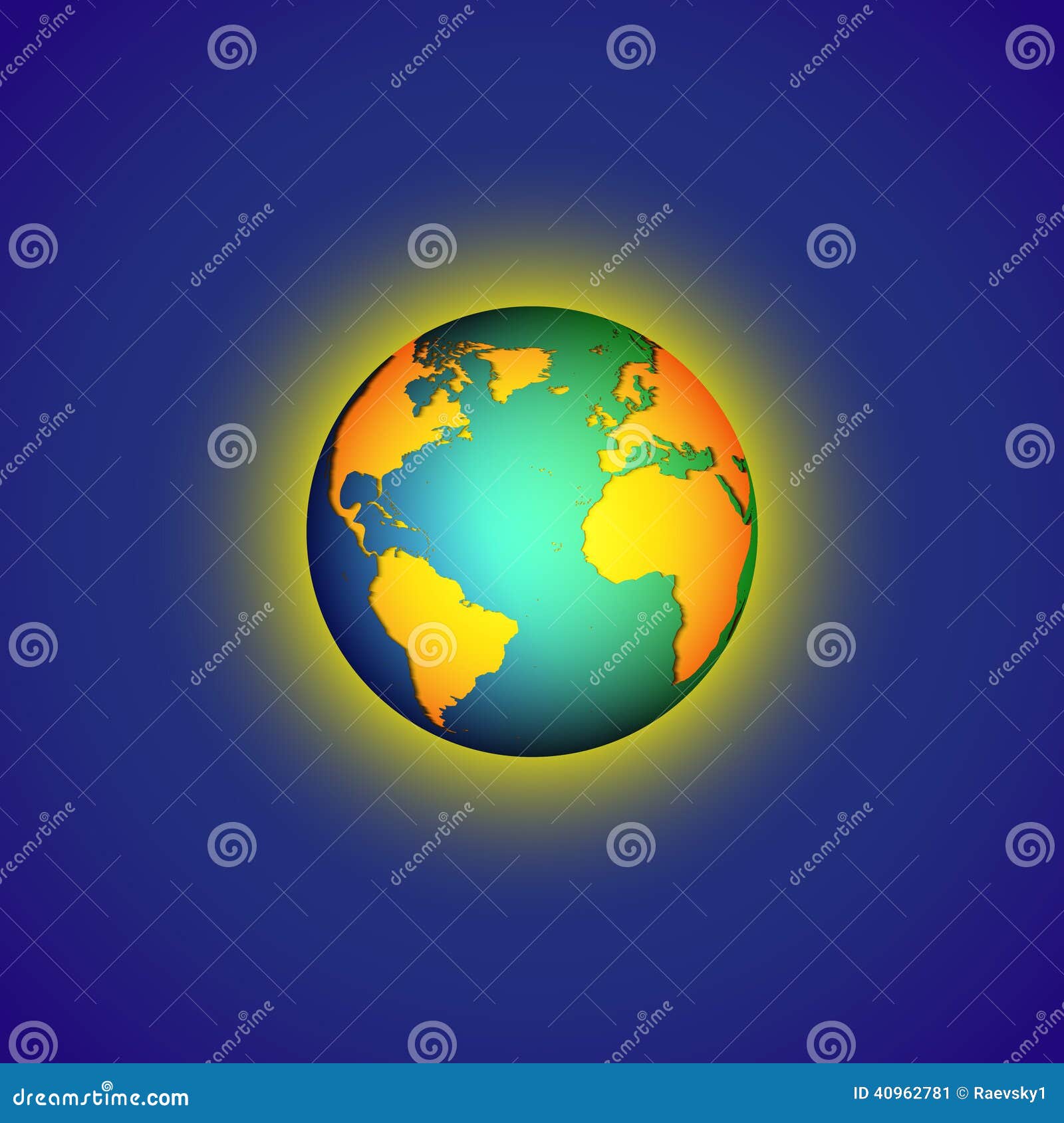 Color Globe World Map on Blue Background Vector Stock Vector ...