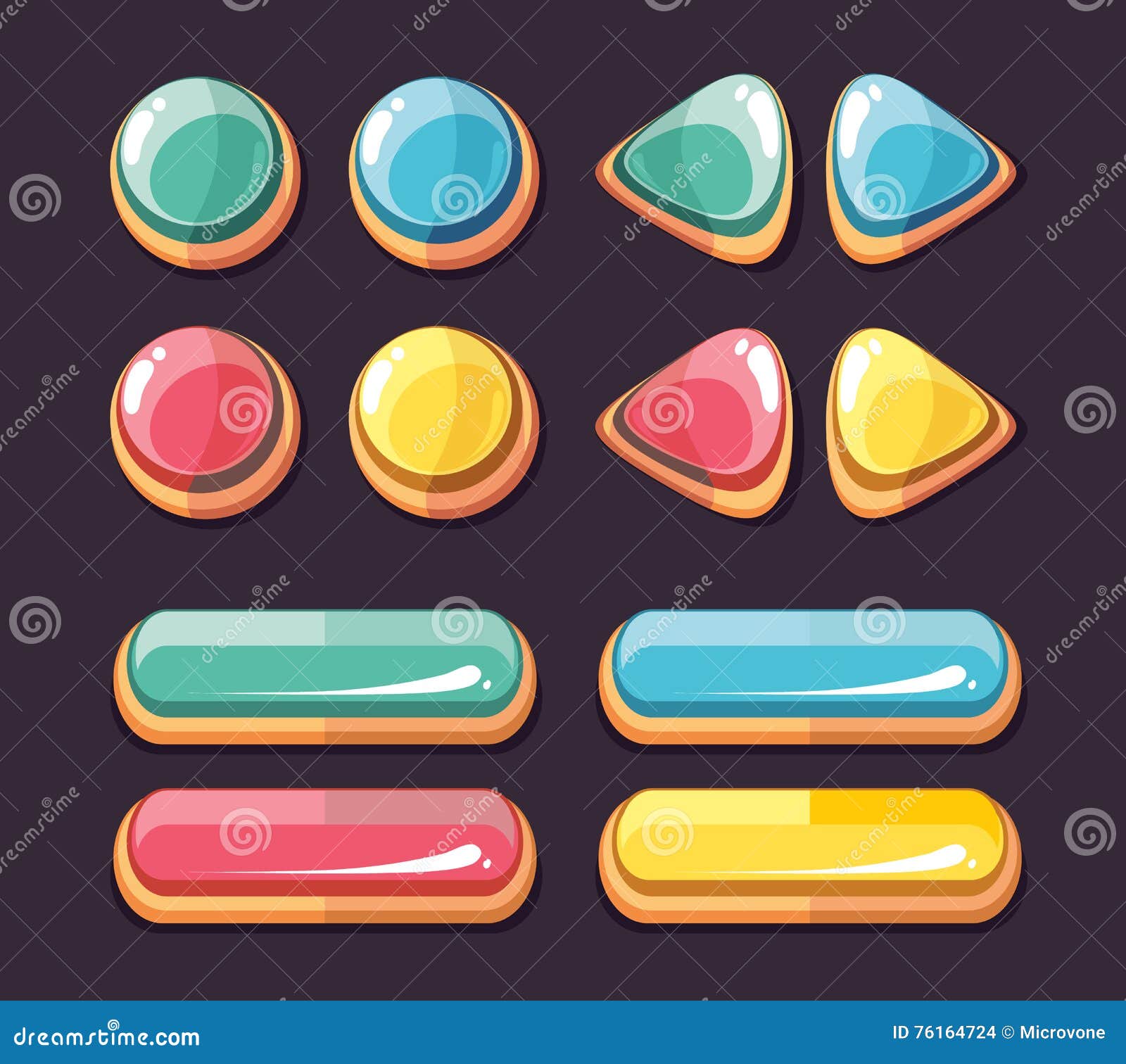 Color Glossy Buttons Vector Set for Computer Games User Interface Stock ...