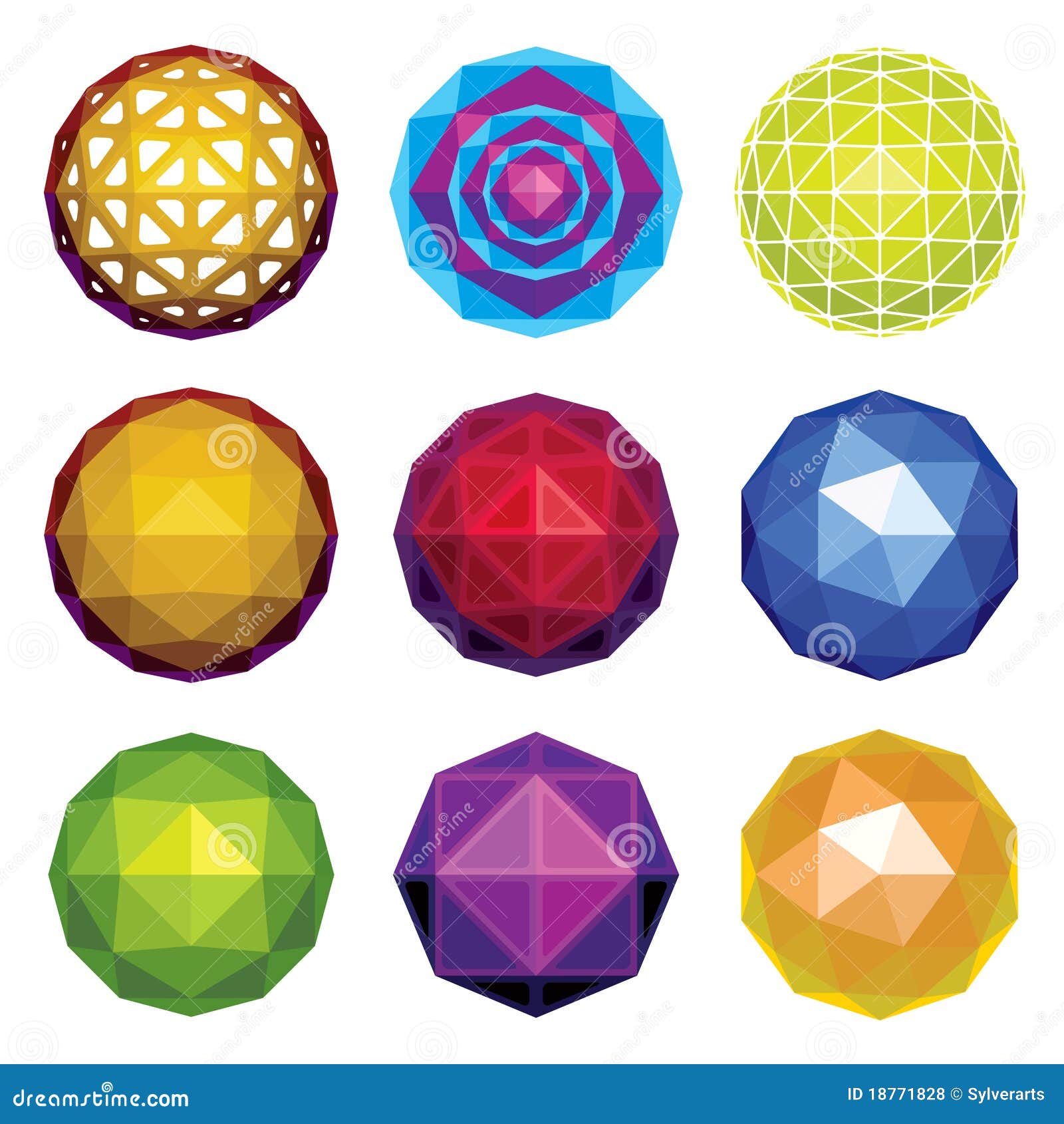 Color Glossy Faceted Spheres. Stock Vector - Illustration of design ...
