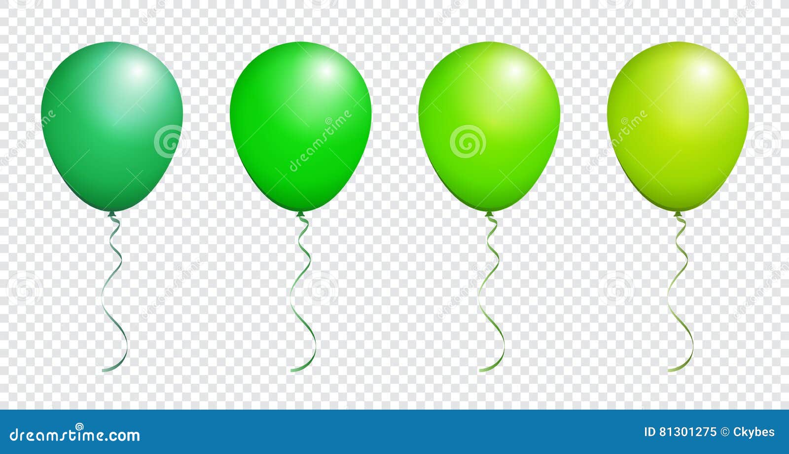 Color Glossy Green Balloon Isolated on White in Vector Set Stock Vector ...