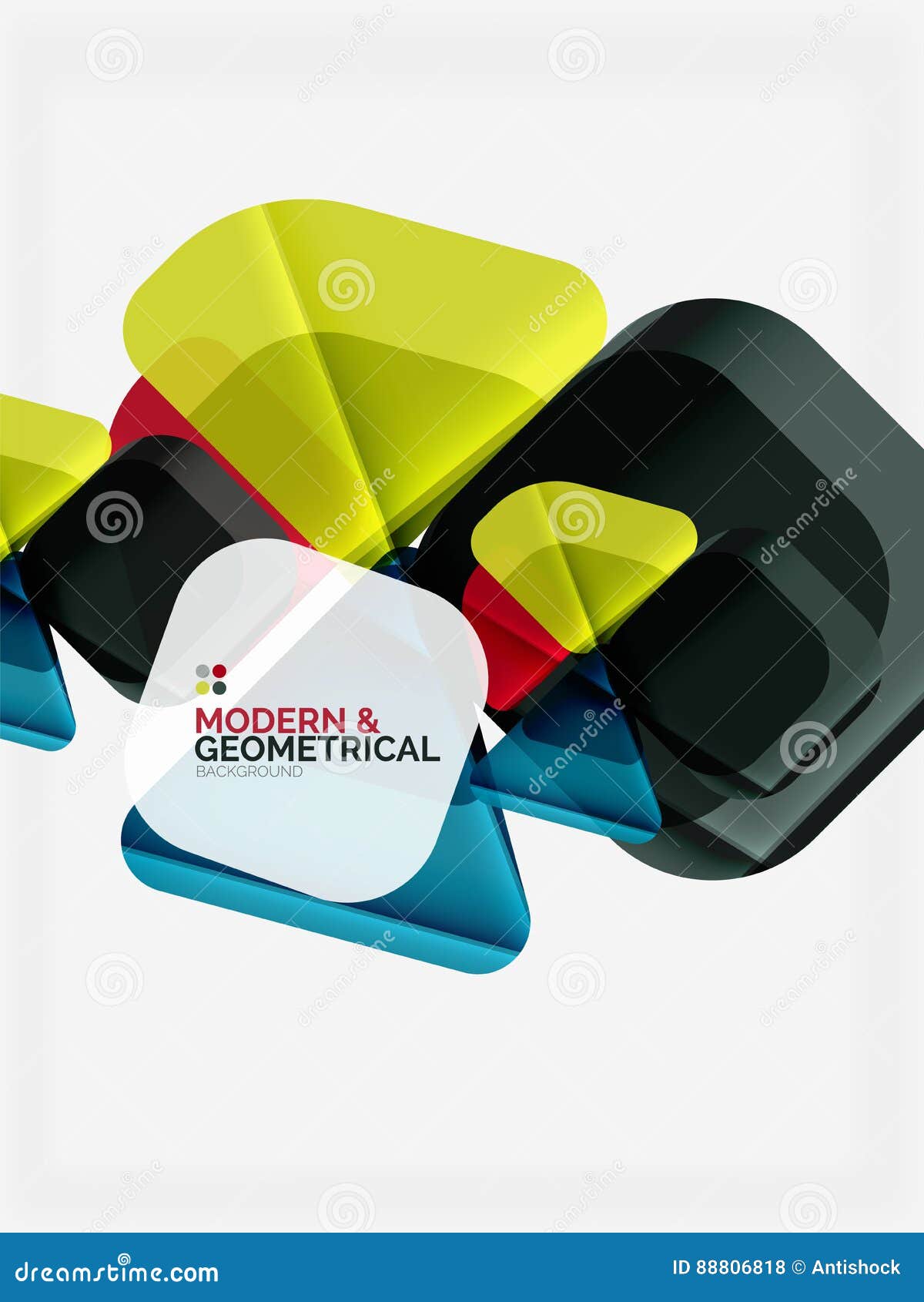 Color Glossy Squares with Round Angles, Composition with Sample Text ...