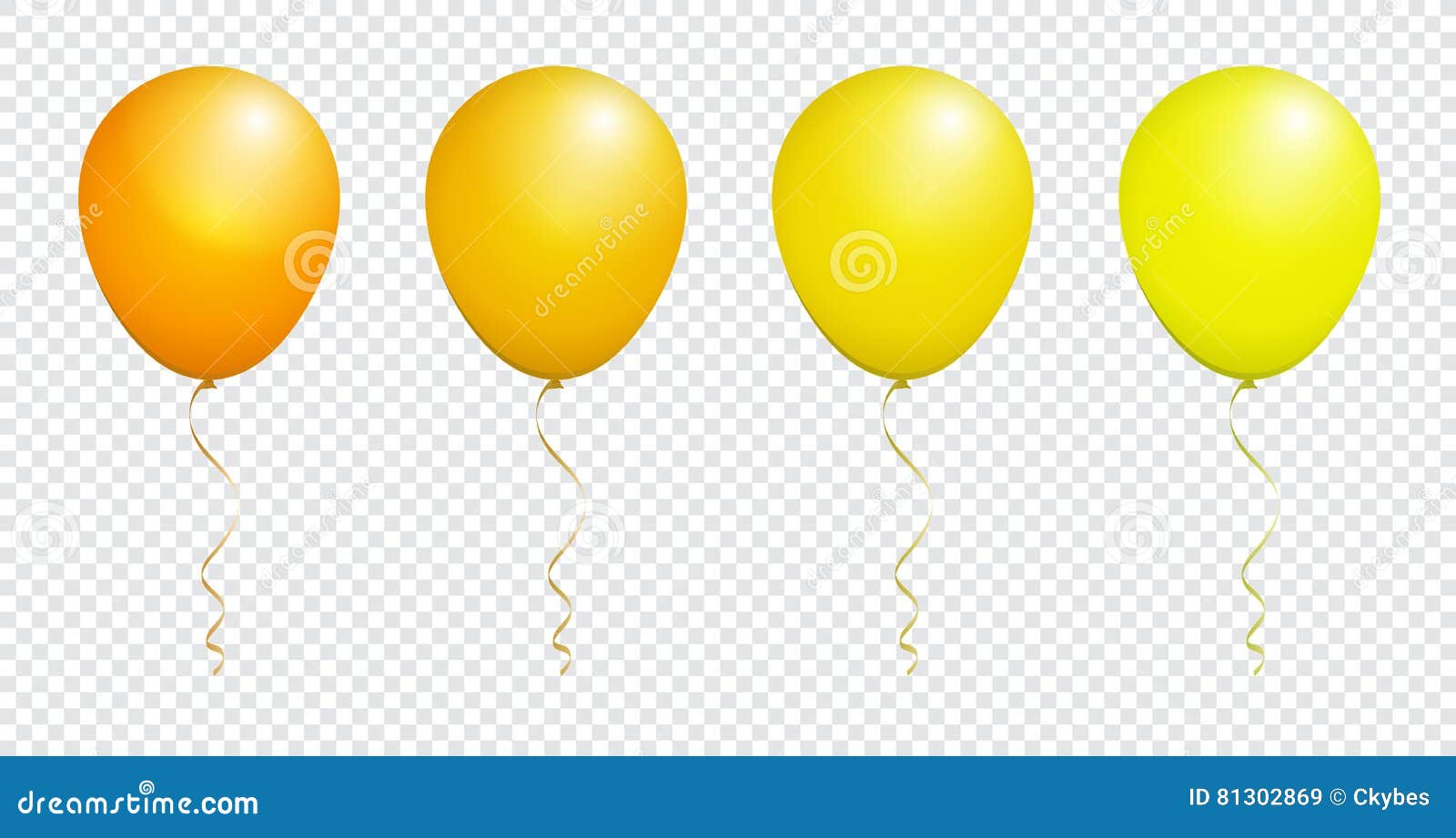 Color Glossy Yellow Balloon Isolated on White in Vector Set Stock ...
