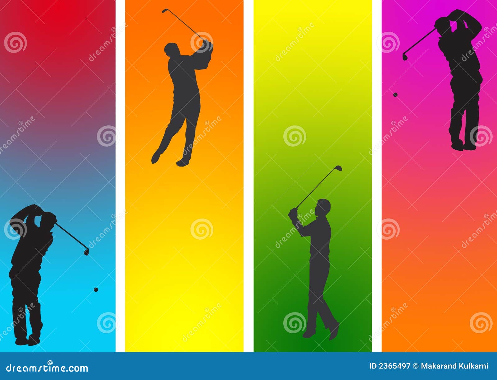 Golf Set. Color Image Of Cartoon Putter With Ball And Playground On ...