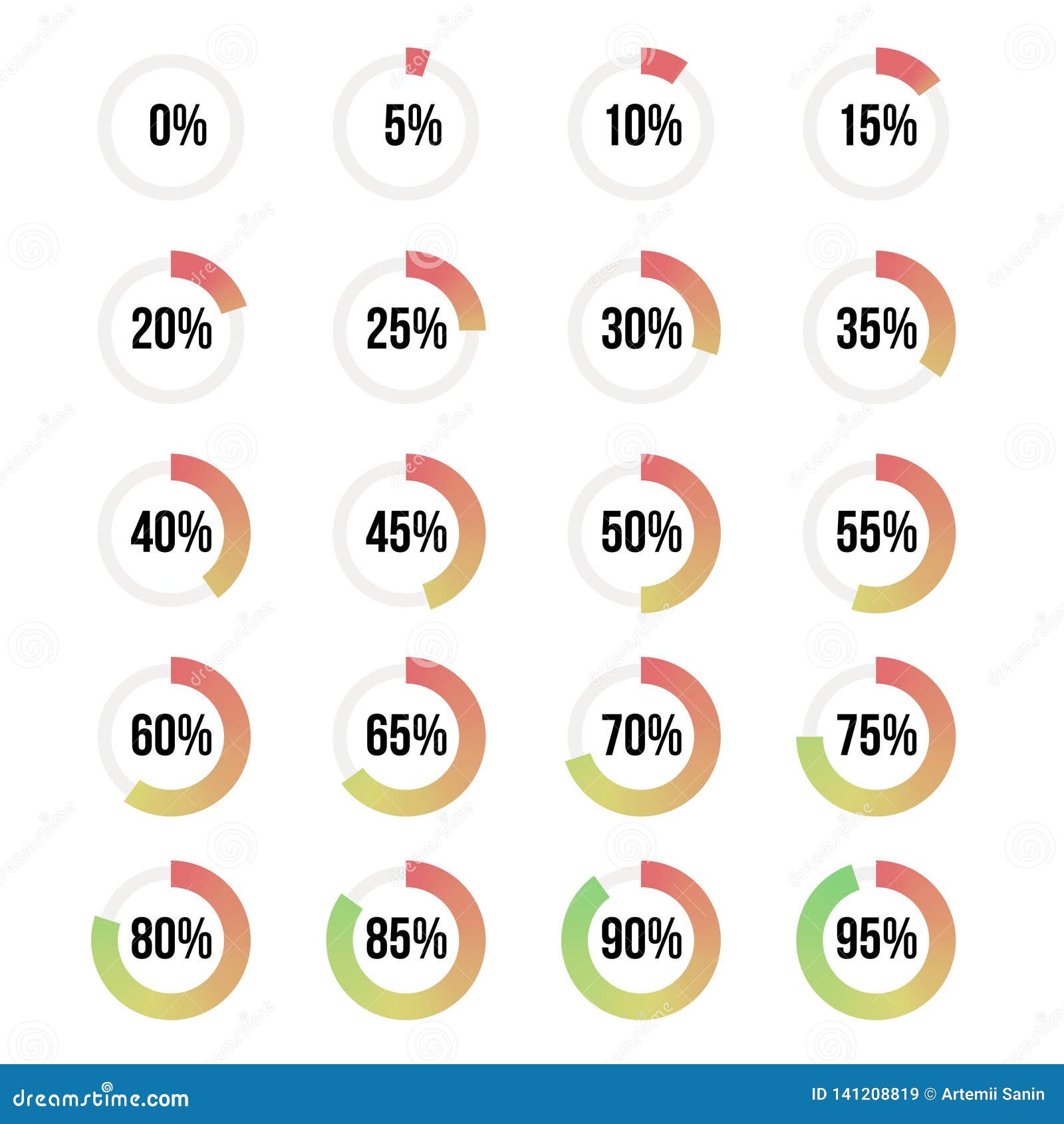 Color Progress Indicators Set, Vector Illustration for Design Stock ...