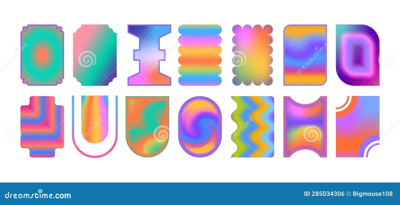 Color Gradient Blend Frames and Shapes Set. Vector Stock Vector ...
