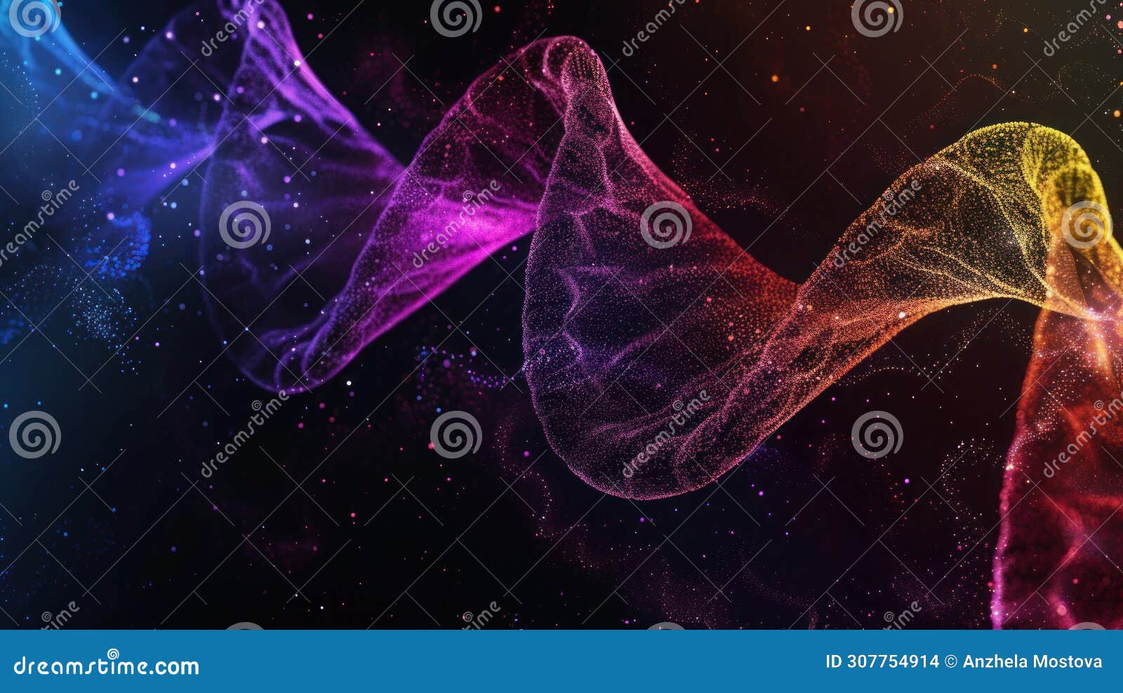 Color Gradient of Human DNA Molecule Strands on Black Abstract ...