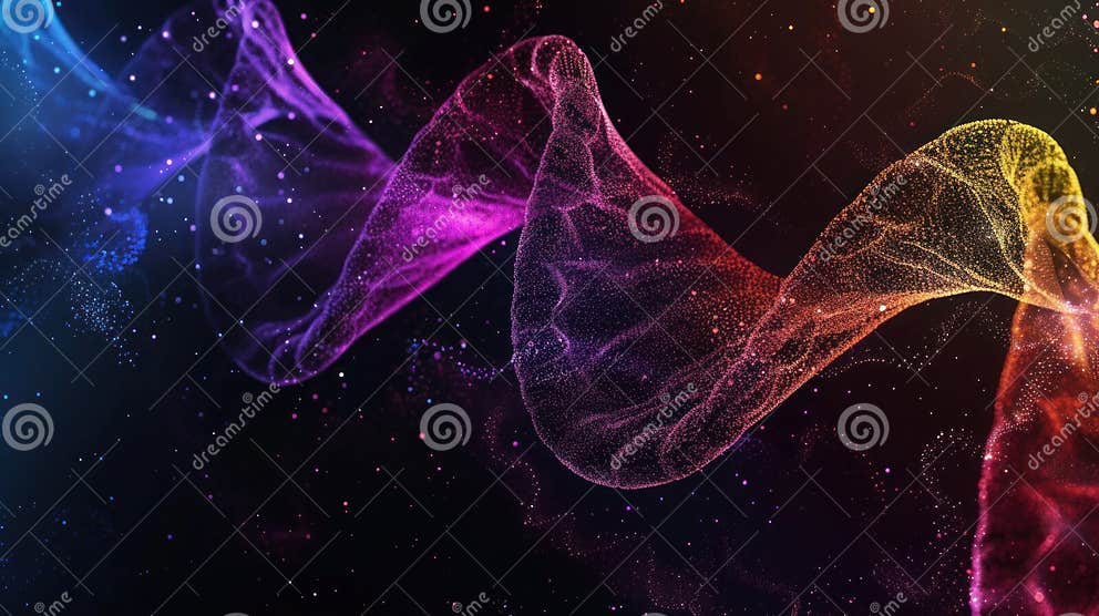 Color Gradient of Human DNA Molecule Strands on Black Abstract ...