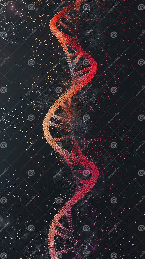 Color Gradient of Human DNA Molecule Strands on Black Abstract ...