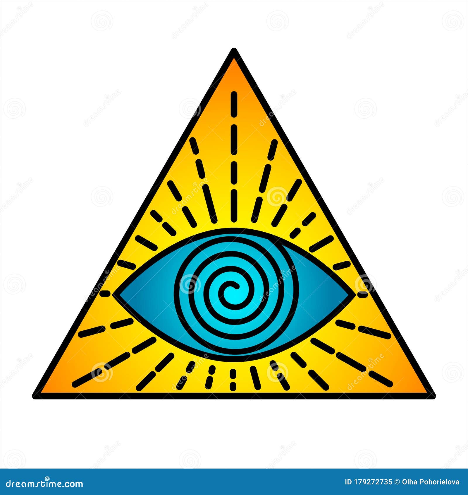 Color Graphic Vector All-seeing Eye. Third Eye in a Triangle with ...