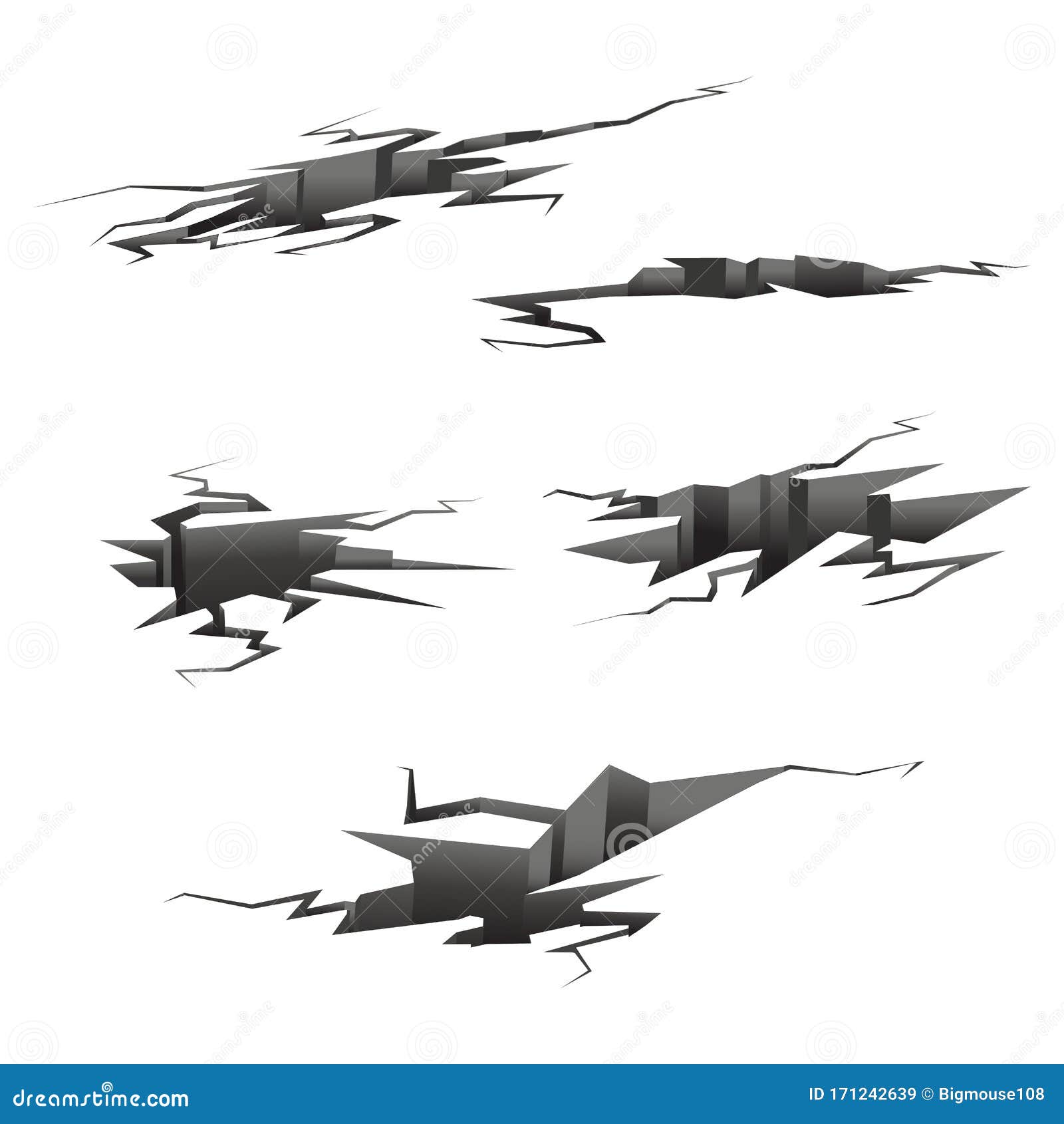 Color Ground Cracks after an Earthquake Set. Vector Stock Vector ...