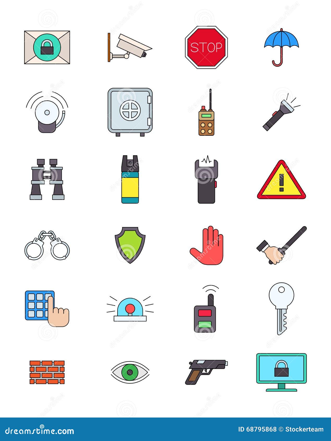 Color guard icons set stock vector. Illustration of real - 68795868