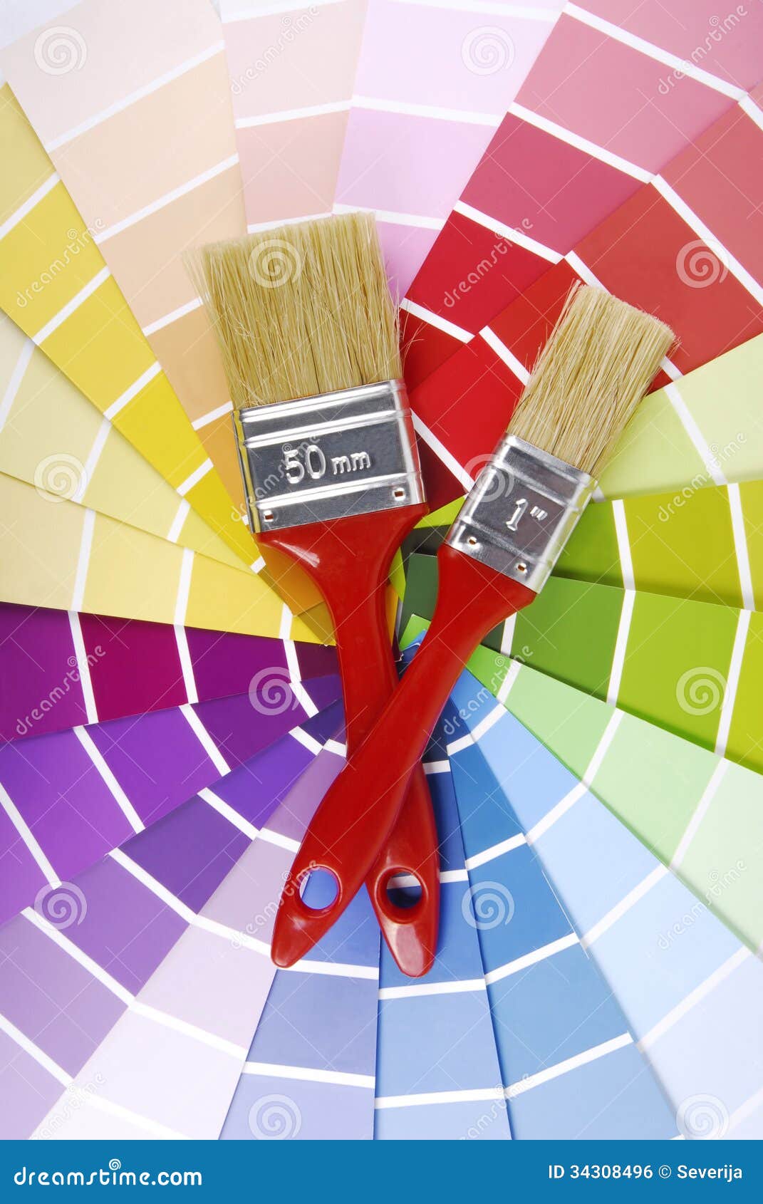 Color Guide Sampler and Paintbrush Stock Photo - Image of designer ...