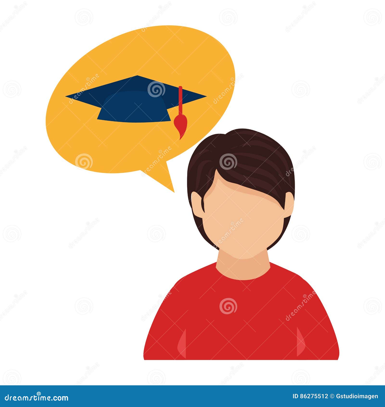 Color Half Body Man and Bubble Speech with Graduation Hat Stock Vector ...