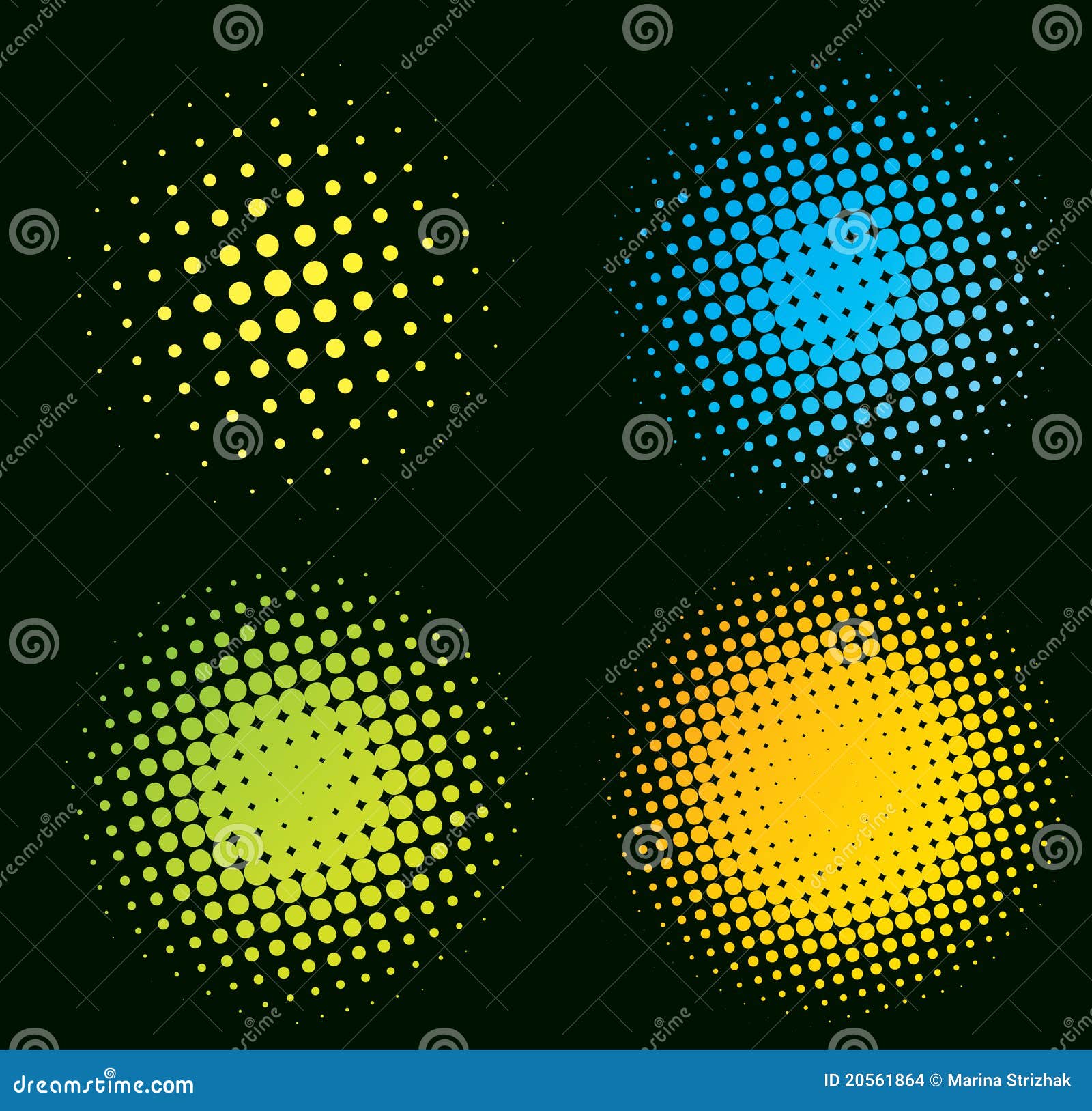 Color Halftone Collection in Black Stock Illustration - Illustration of ...