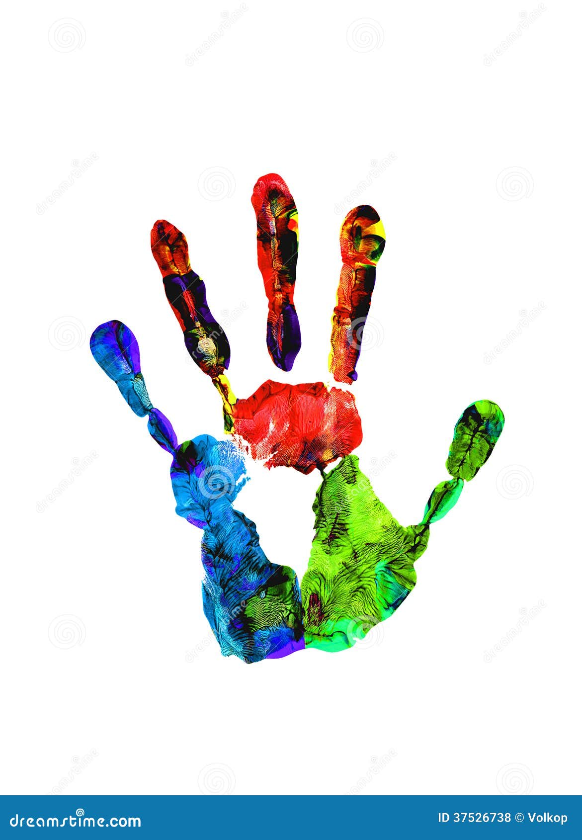 Color Hand Prints Isolated on White Stock Photo - Image of childhood ...