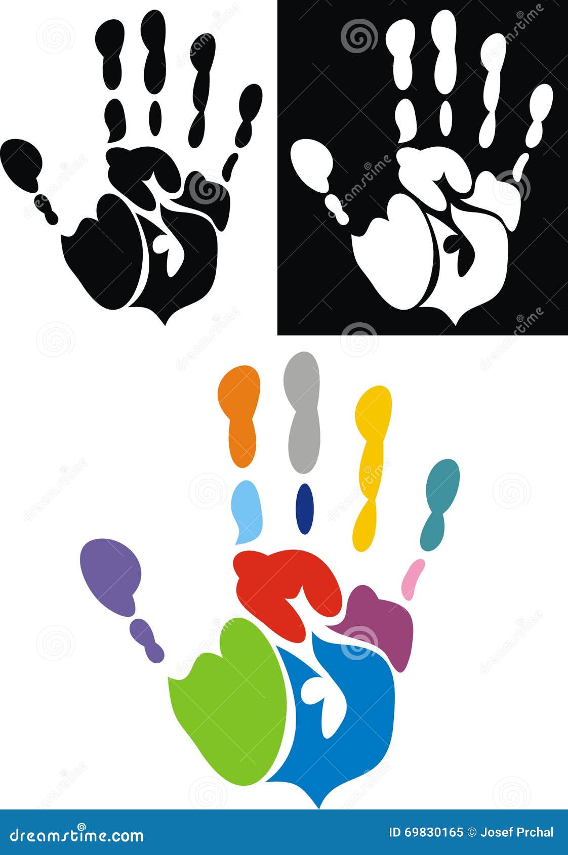 Color hand prints isolated stock vector. Illustration of finger - 69830165
