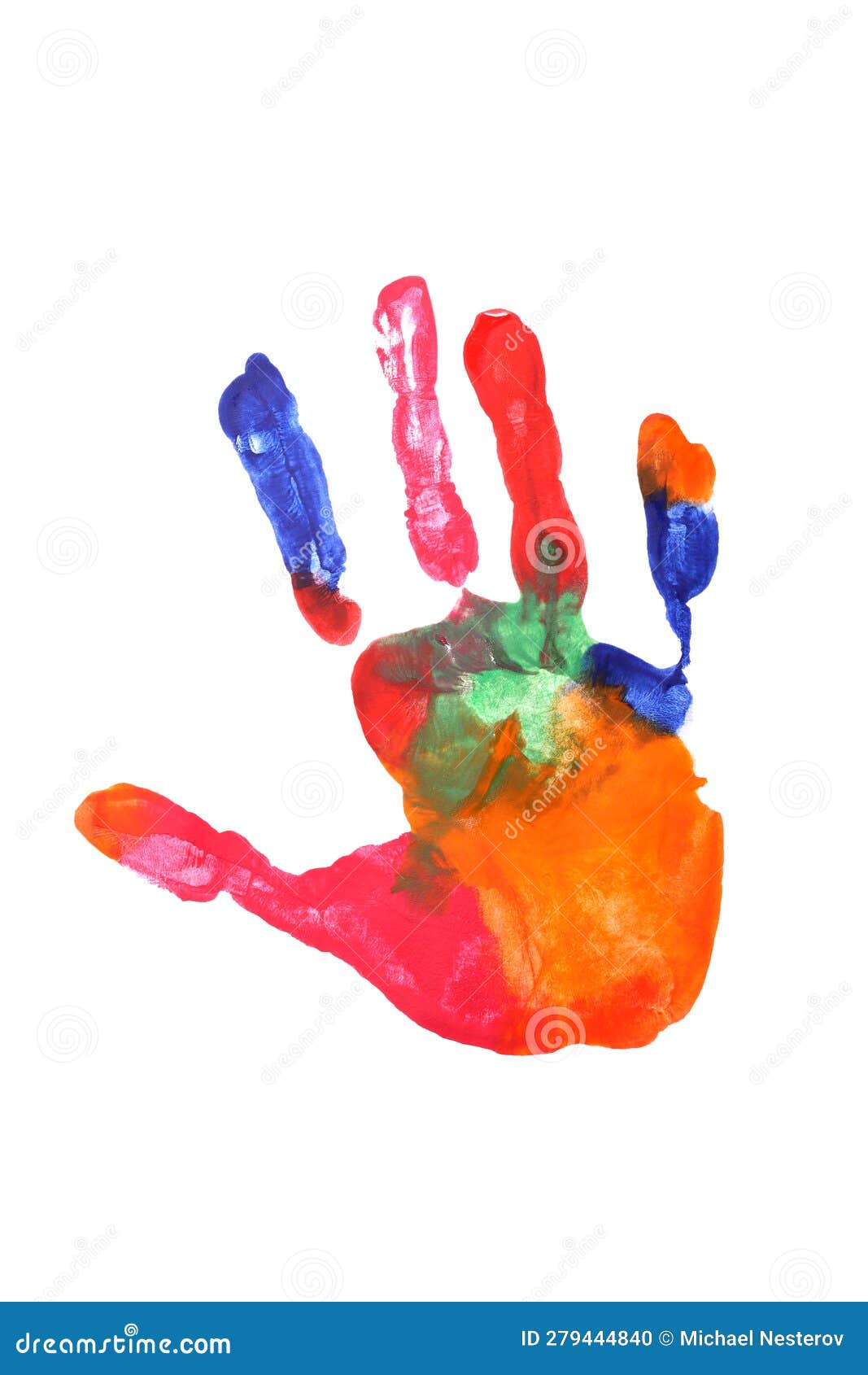 Color Handprint with Paint Isolated on White Stock Photo - Image of ...