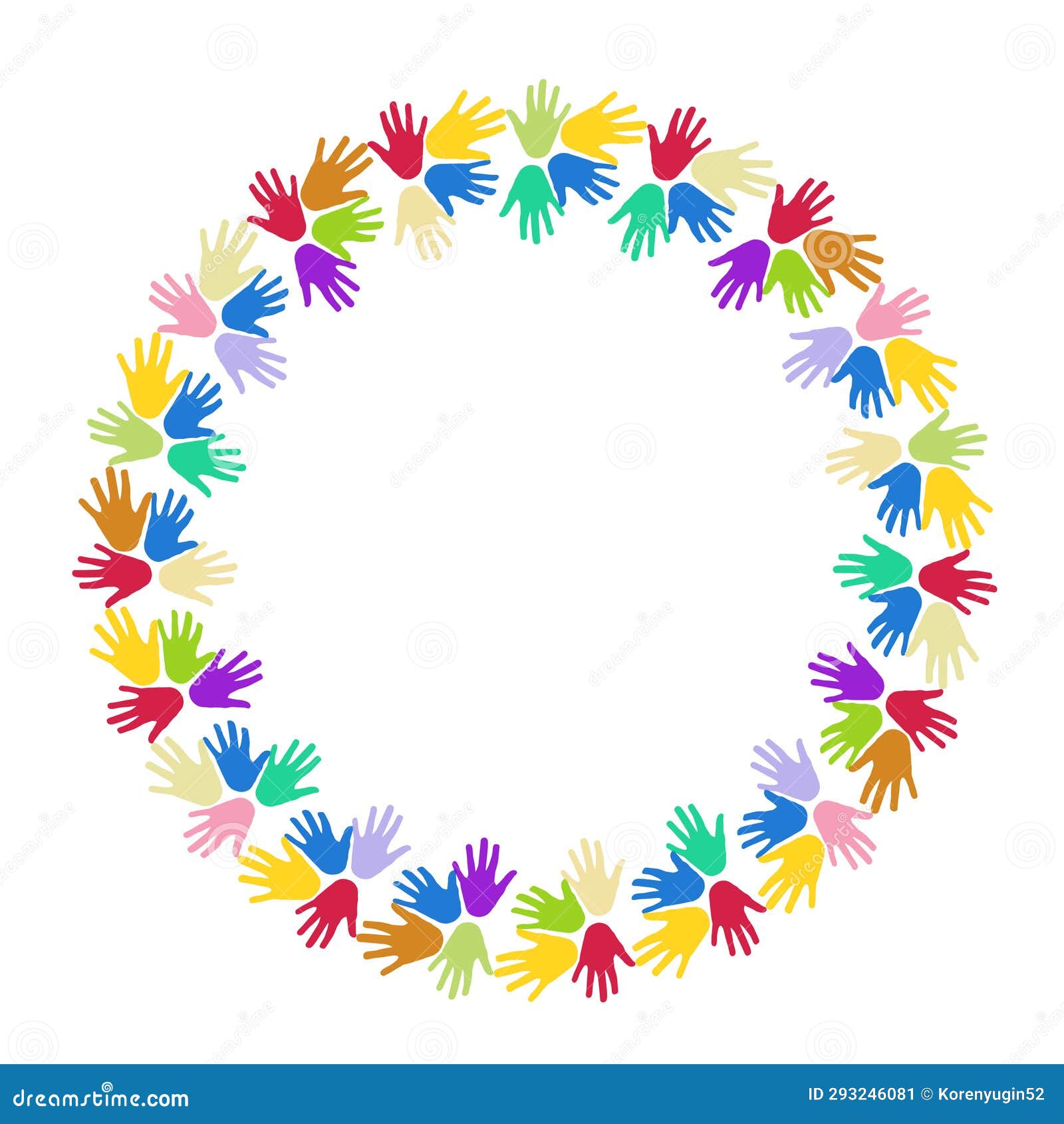 Color Hands Friends Support Round Frame Stock Illustration ...