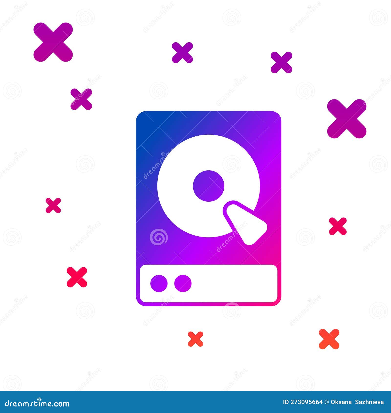 Color Hard Disk Drive HDD Icon Isolated on White Background. Gradient ...