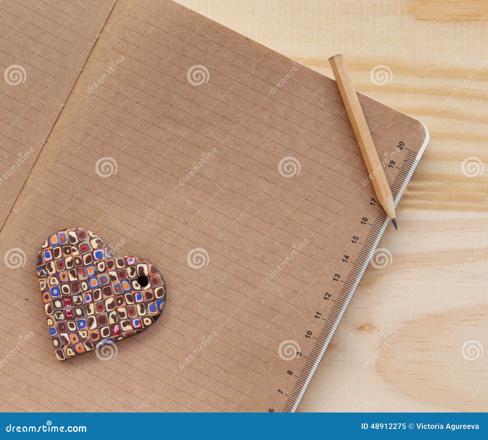 Color Heart Lying on the Notebook and Pan Stock Illustration ...