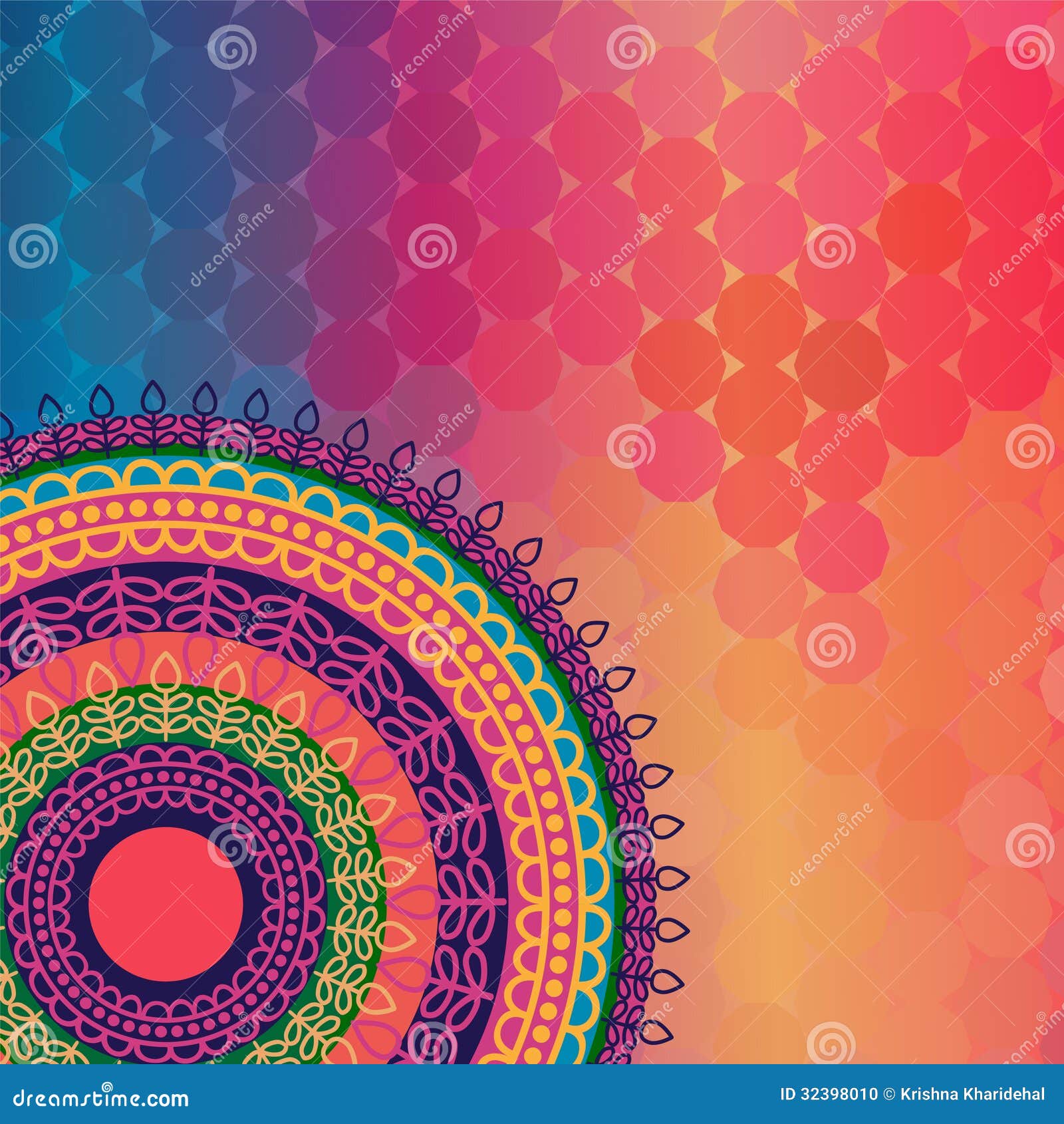 Color Henna Mandala Background Ilustración del Vector - Ilustración de ...