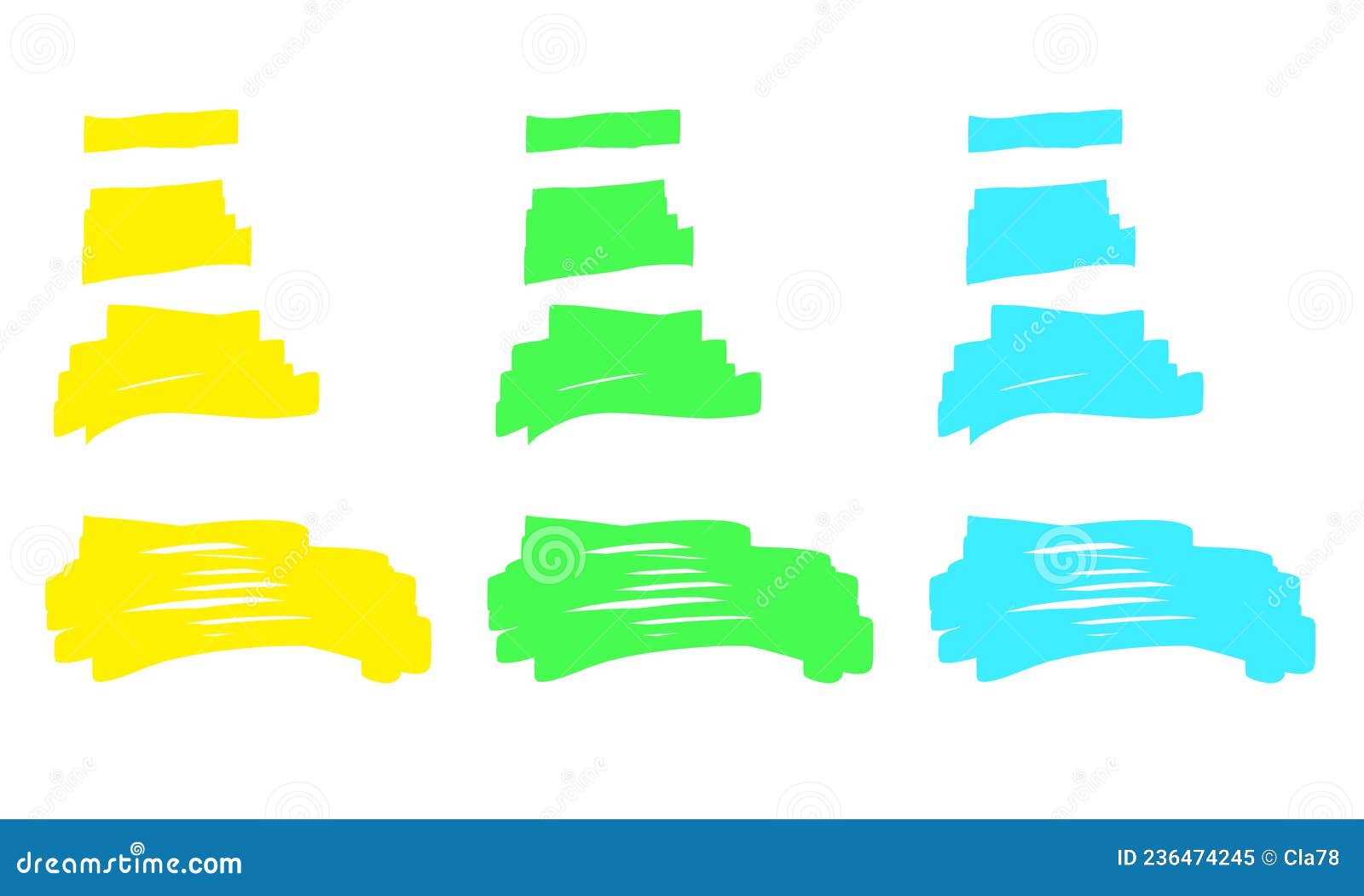 Color Highlight Marker Lines. Colorful Markers Scribble, Highlights ...
