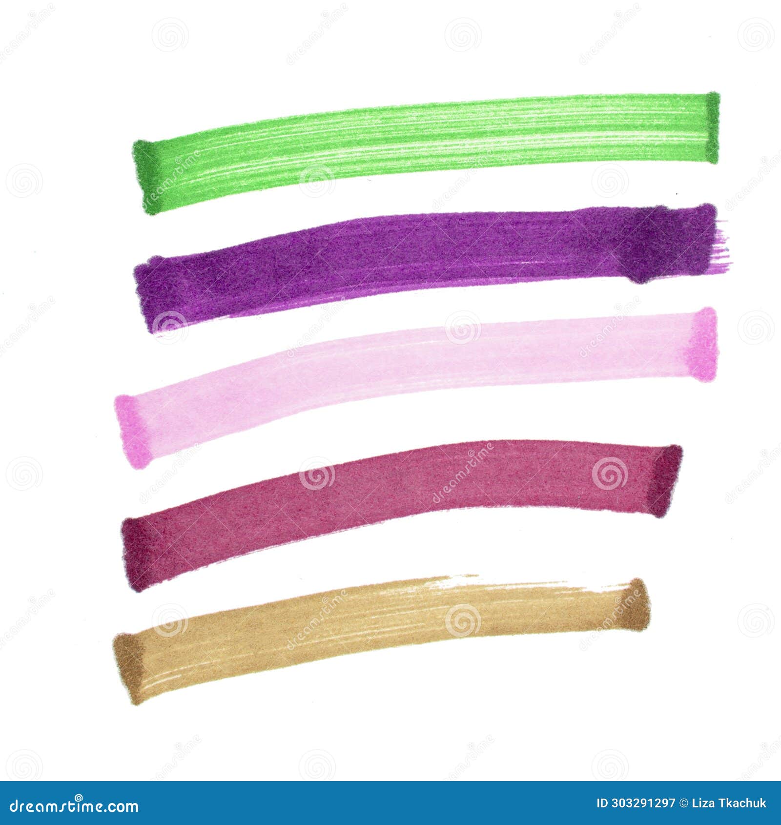 Color Highlight Stripes, Banners, Brushes Drawn with Markers. Stylish ...