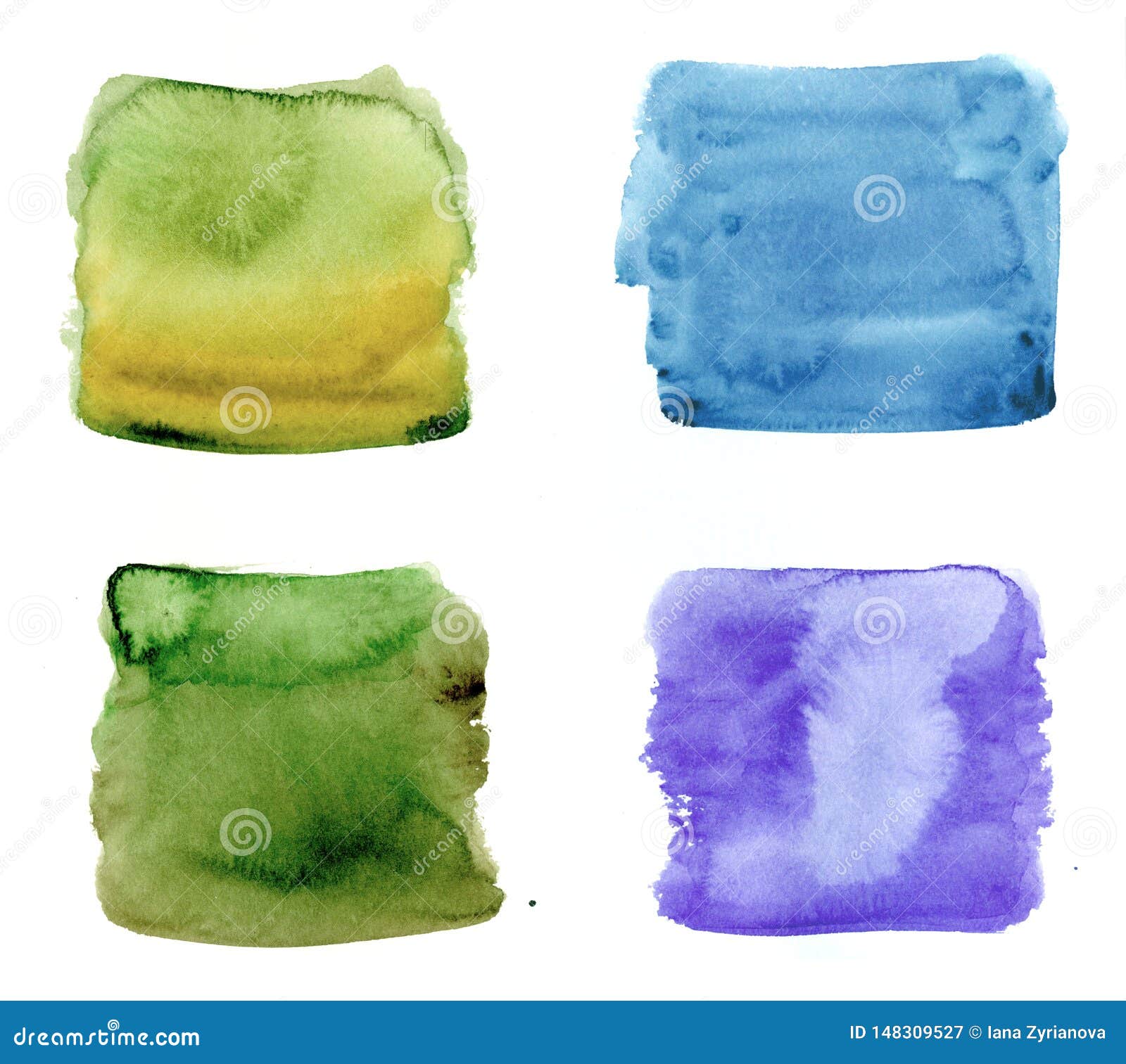 Color Highlight Stripes, Square Banners Drawn with Watercolor. Stock ...