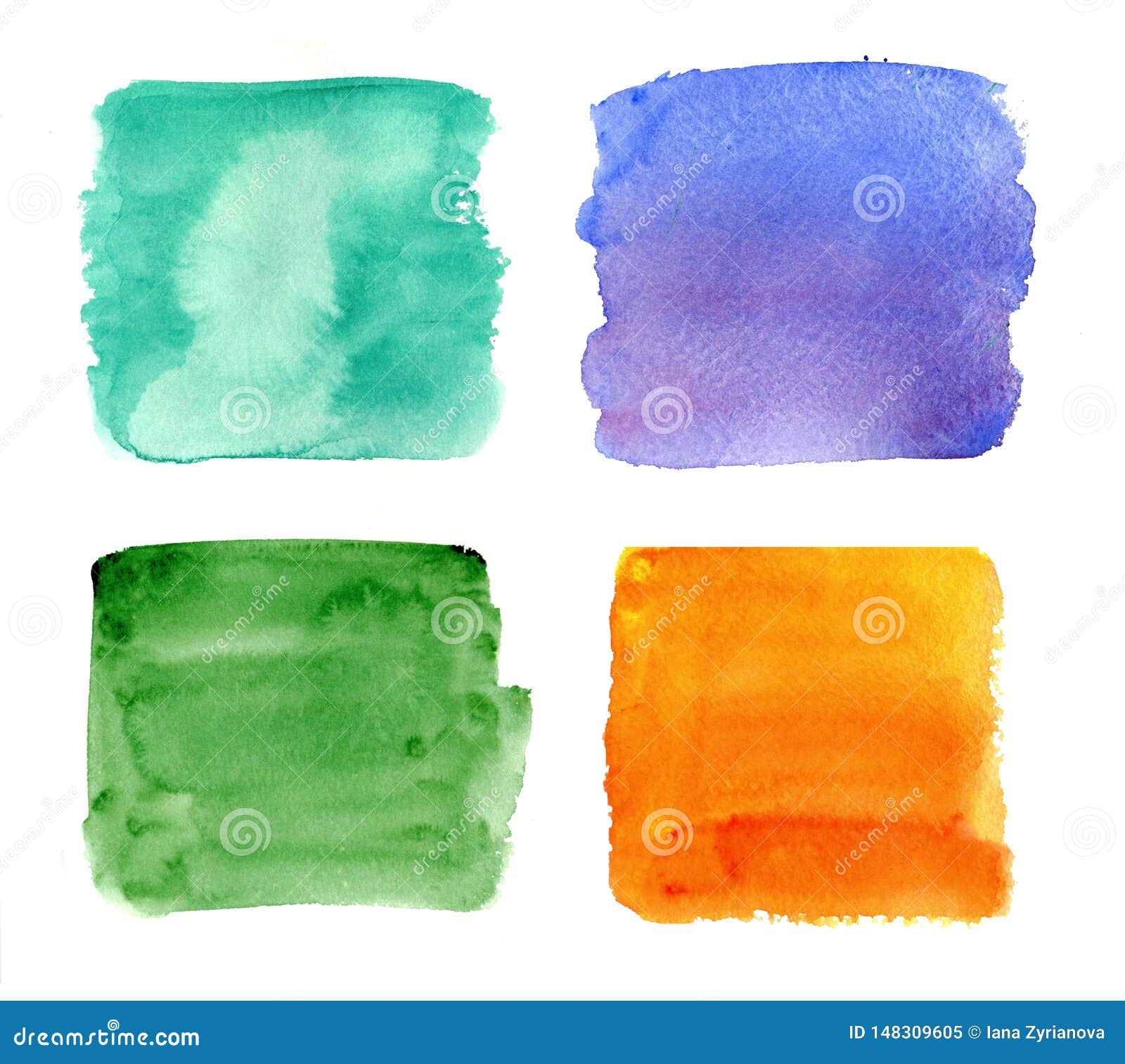 Color Highlight Stripes, Square Banners Drawn with Watercolor. Stock ...