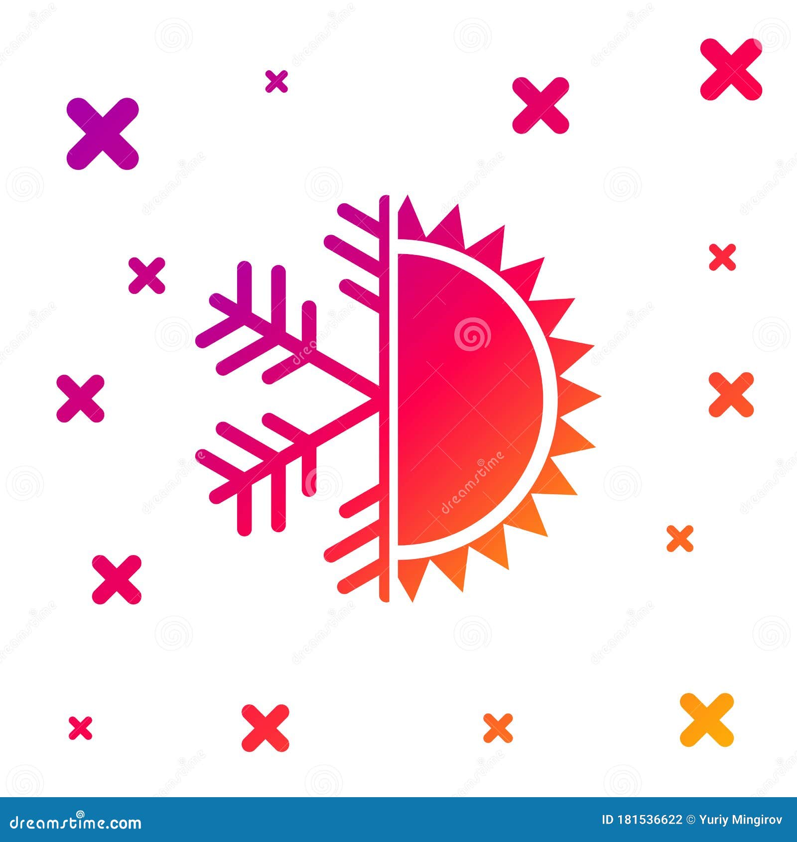 Color Hot and Cold Symbol. Sun and Snowflake Icon Isolated on White ...