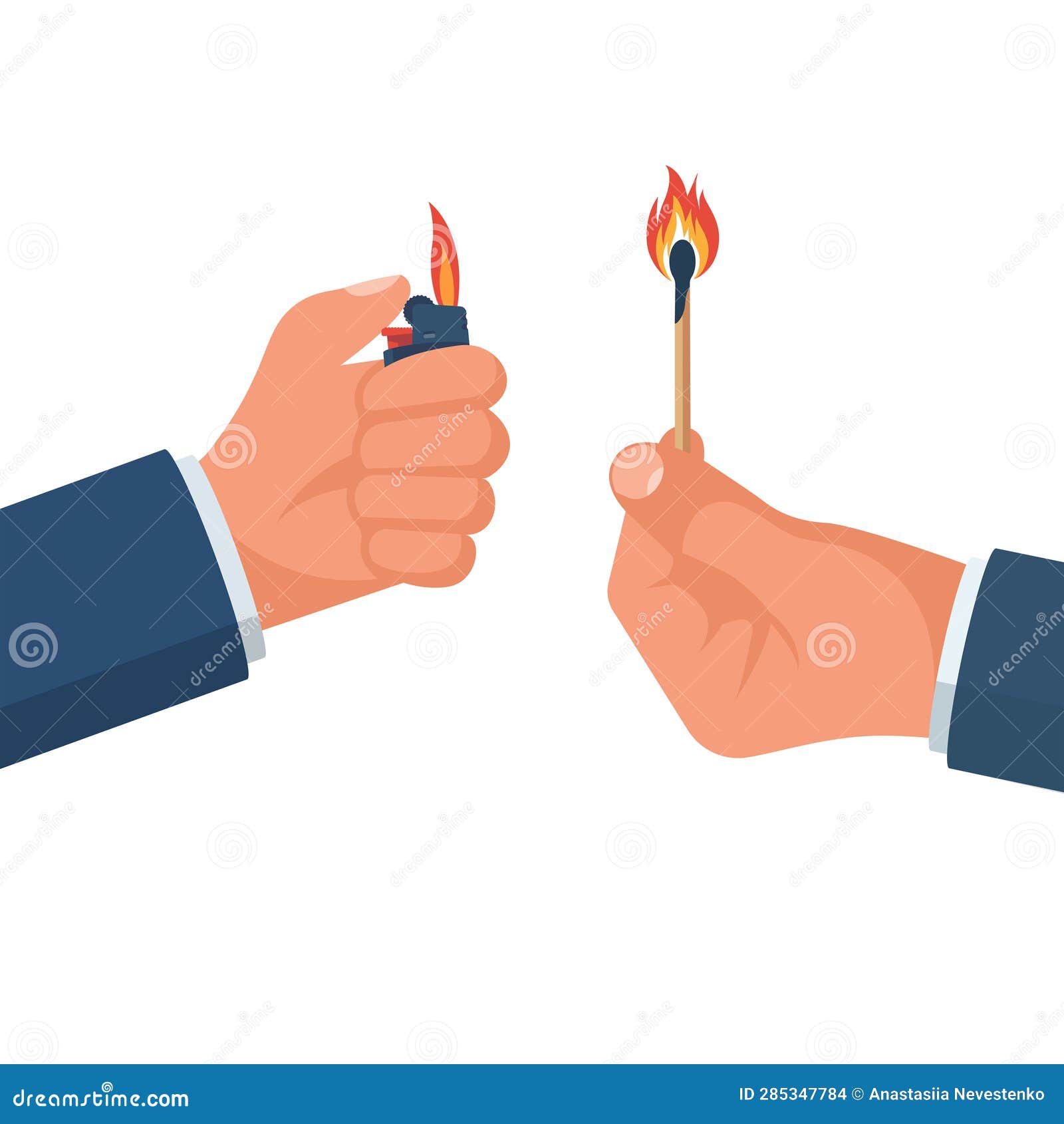 Color Icon Fire and Objects of Ignition, Lighter and Matches Stock ...