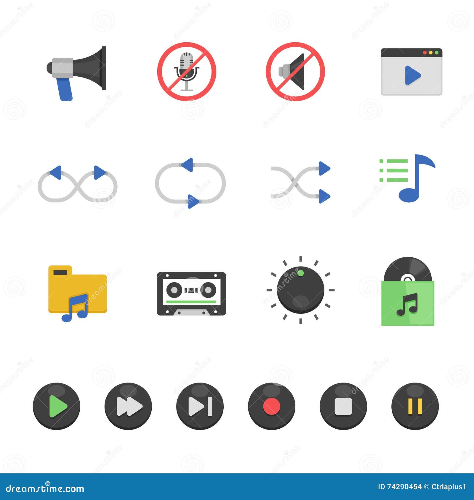 Color icon set - audio stock vector. Illustration of design - 74290454