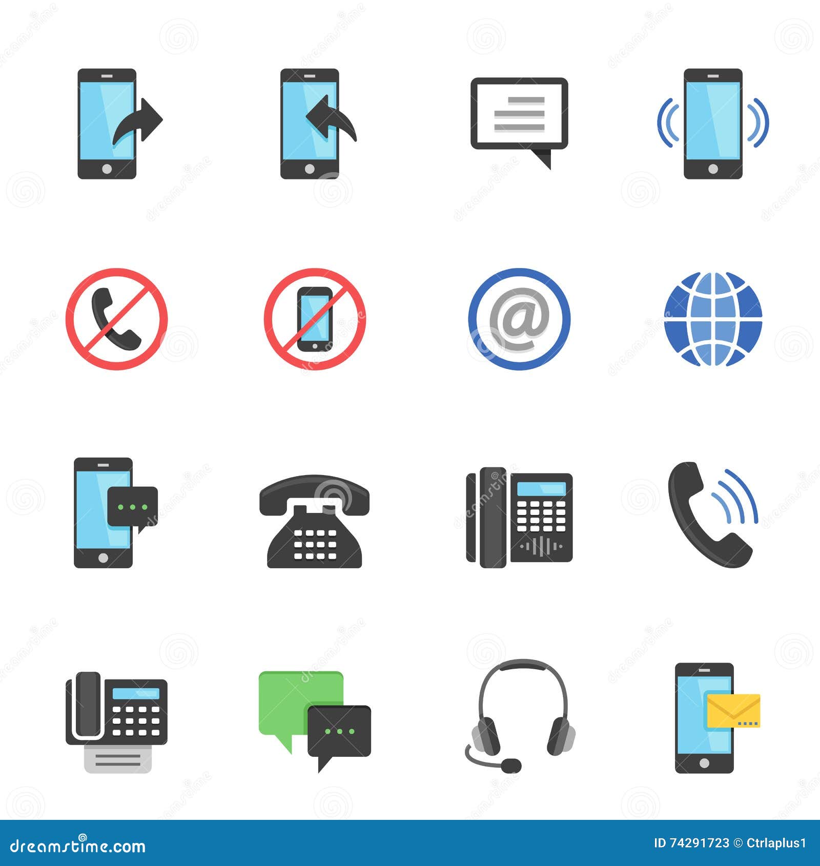 Color Icon Set - Communication Stock Vector - Illustration of email ...