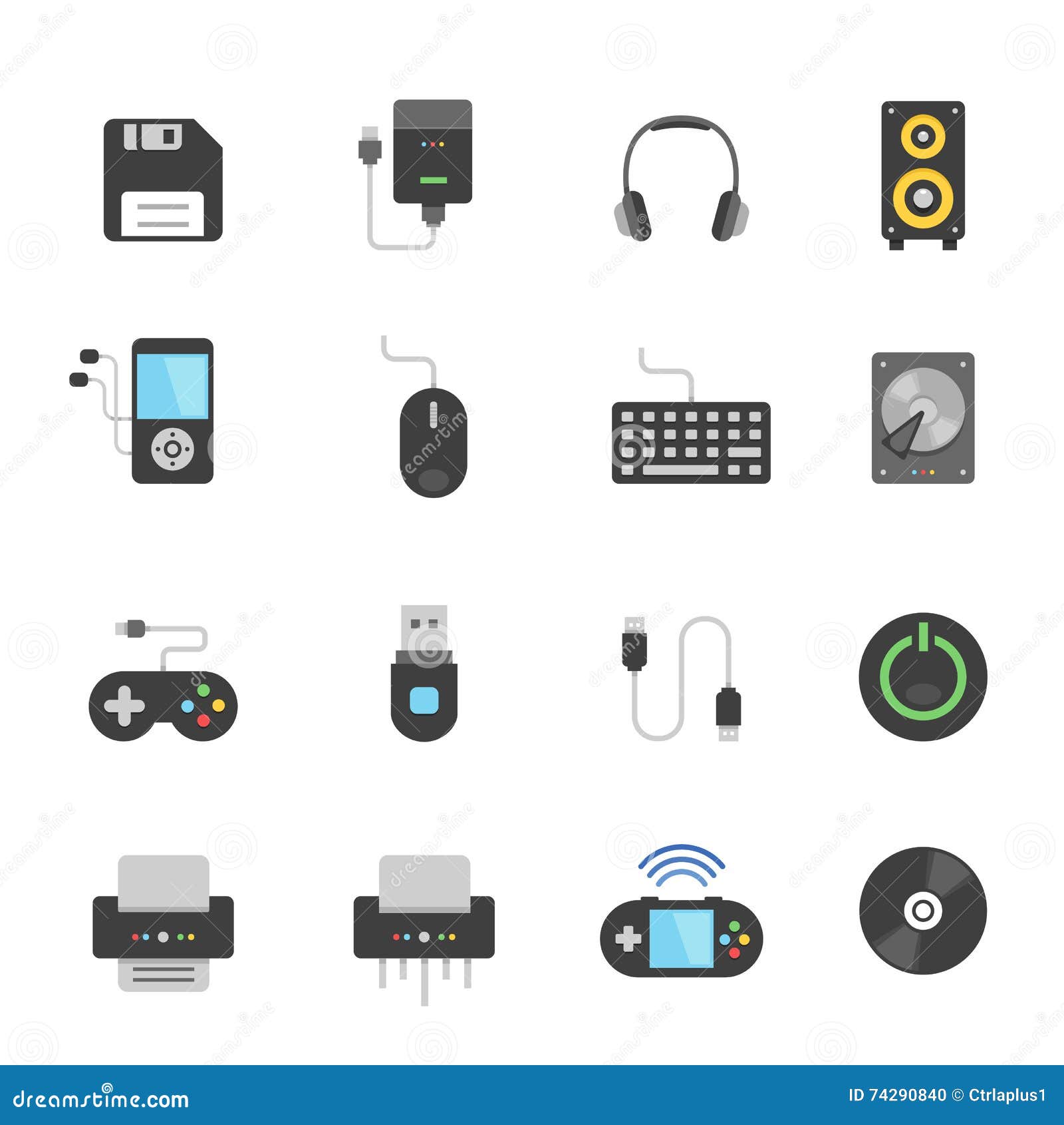 Color Icon Set - Devices Accessory Stock Vector - Illustration of panel ...