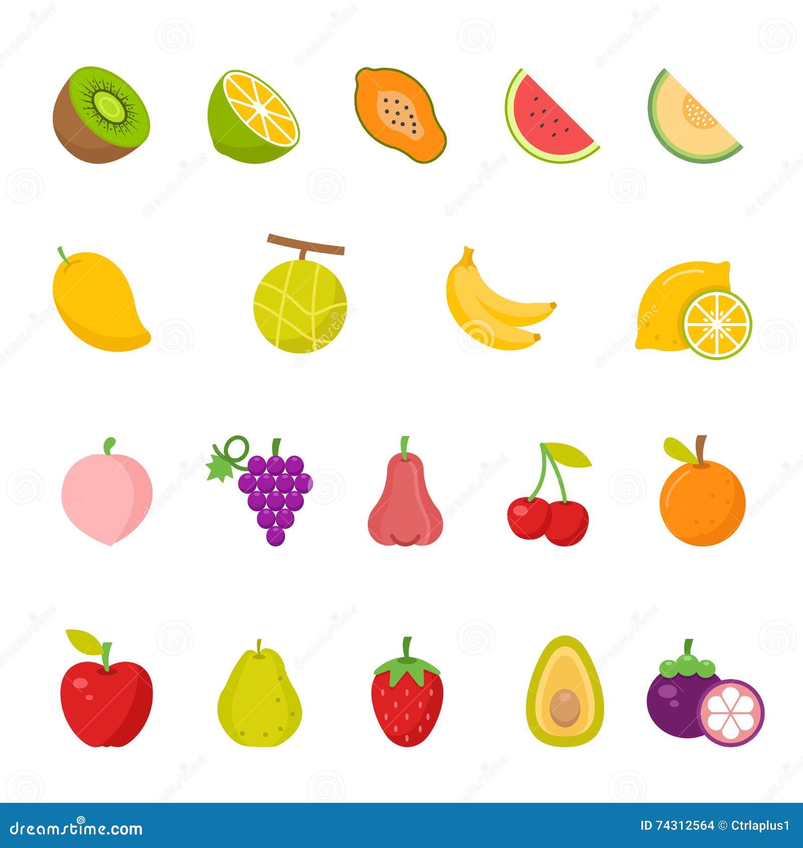 Color icon set - fruit stock vector. Illustration of grape - 74312564